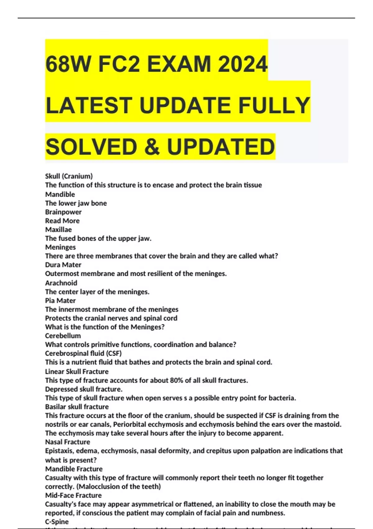 68W FC2 EXAM 2024 LATEST UPDATE FULLY SOLVED & UPDATED. - Fieldcraft 2 ...