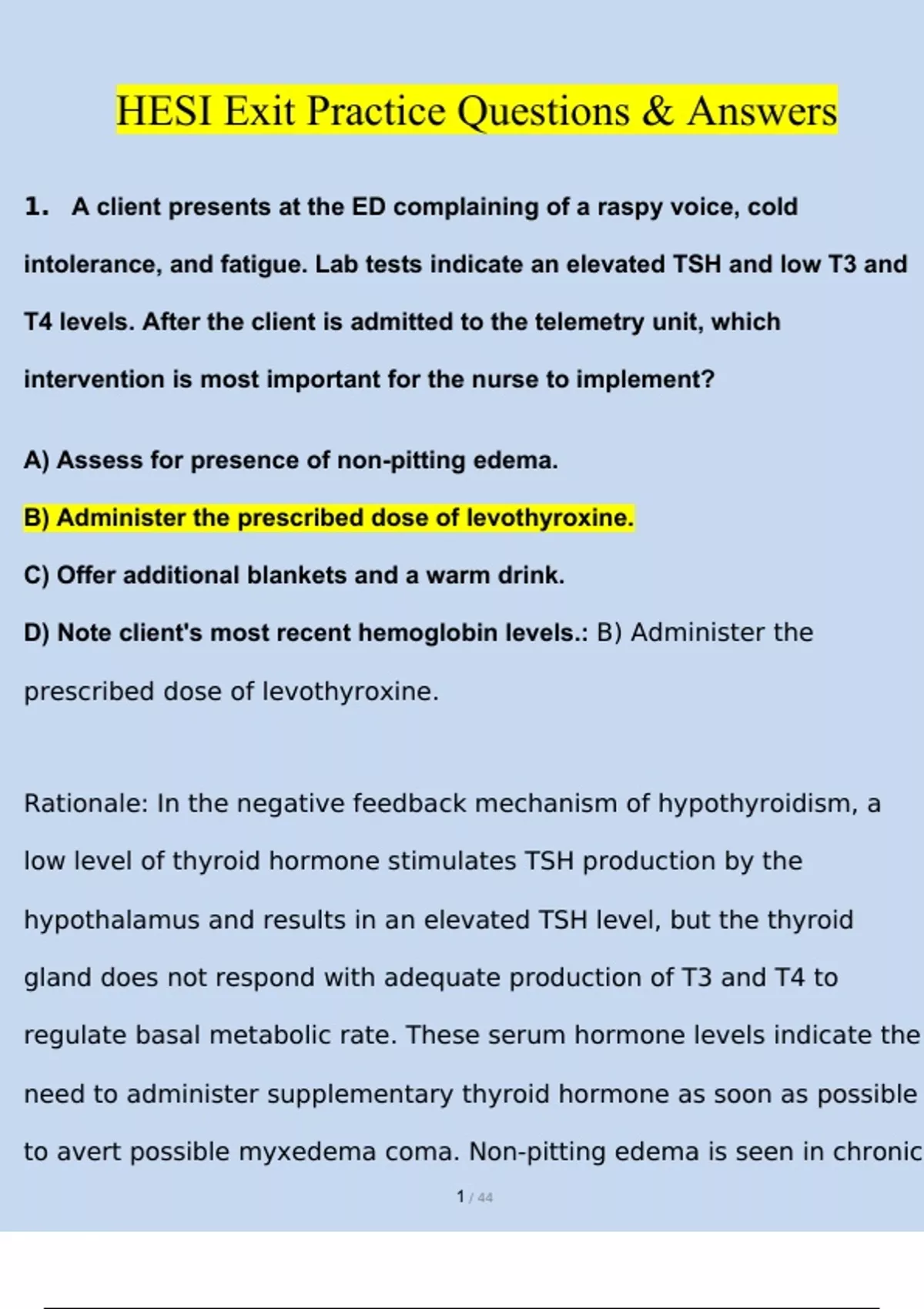Exit HESI Practice Exam | Questions with 100% Correct Answers ...