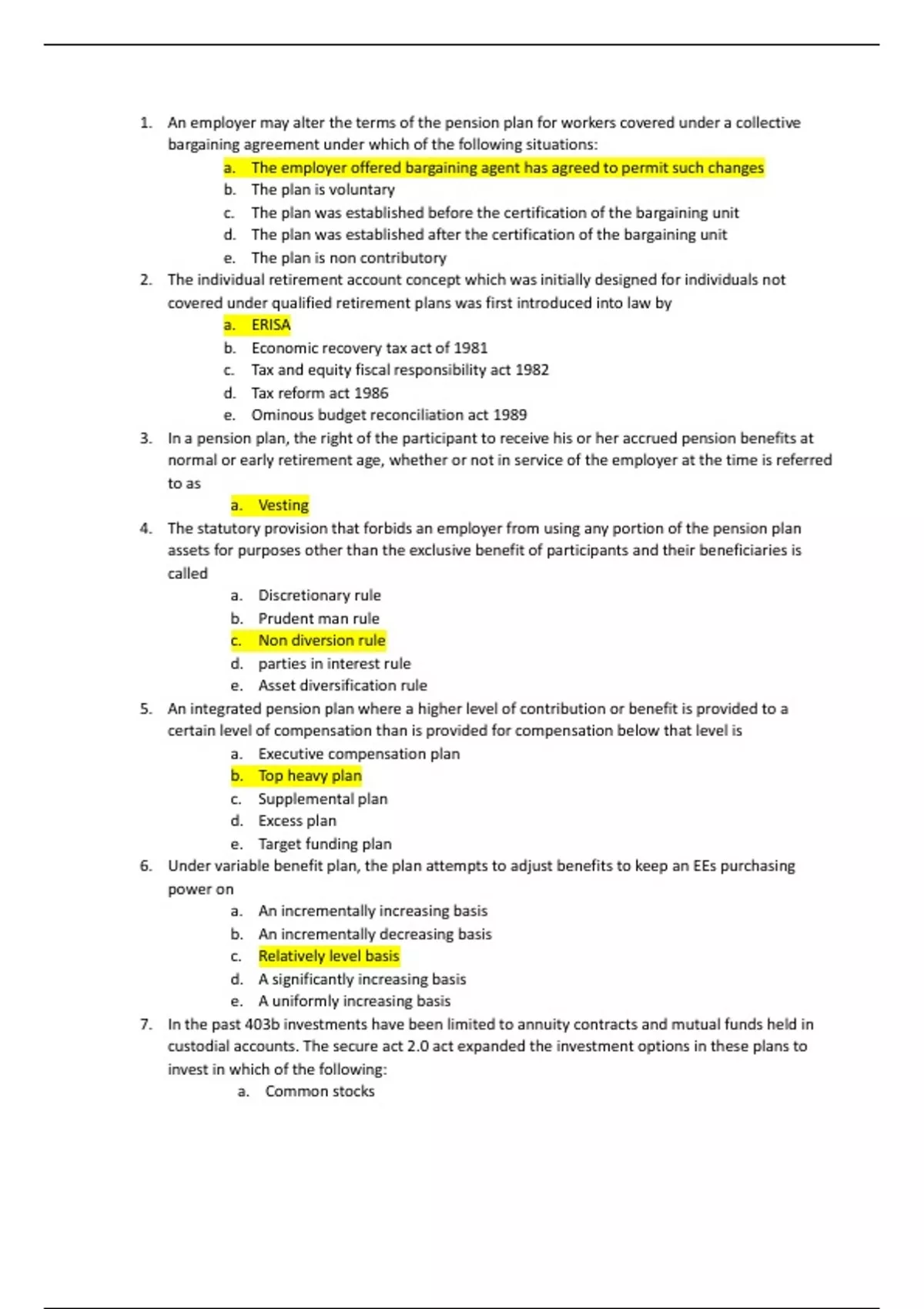 RPA 1 US Final Exam Questions/Answers - CEBS - Certified Employee ...
