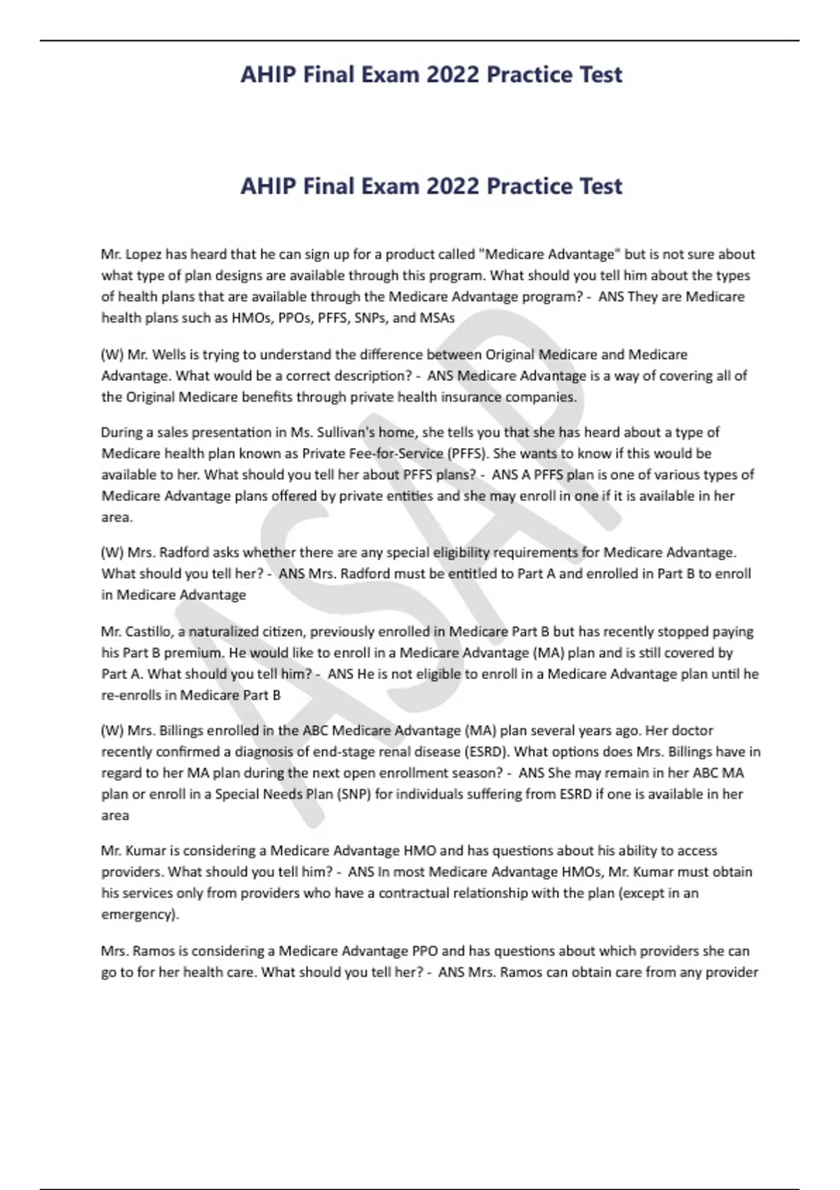 AHIP Final Exam 2022 Practice Test AHIP Final Exam 2022 Practice Test ...