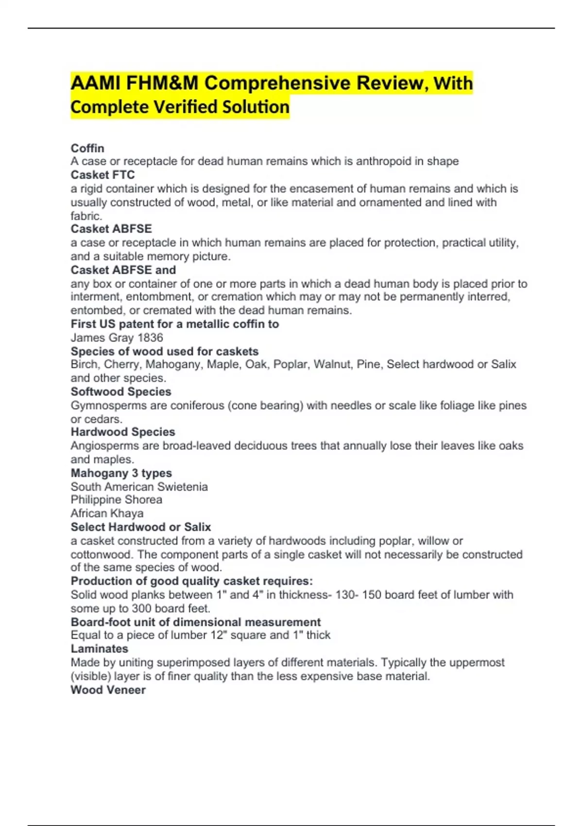 AAMI FHM&M Comprehensive Review, With Complete Verified Solution - AAMI ...