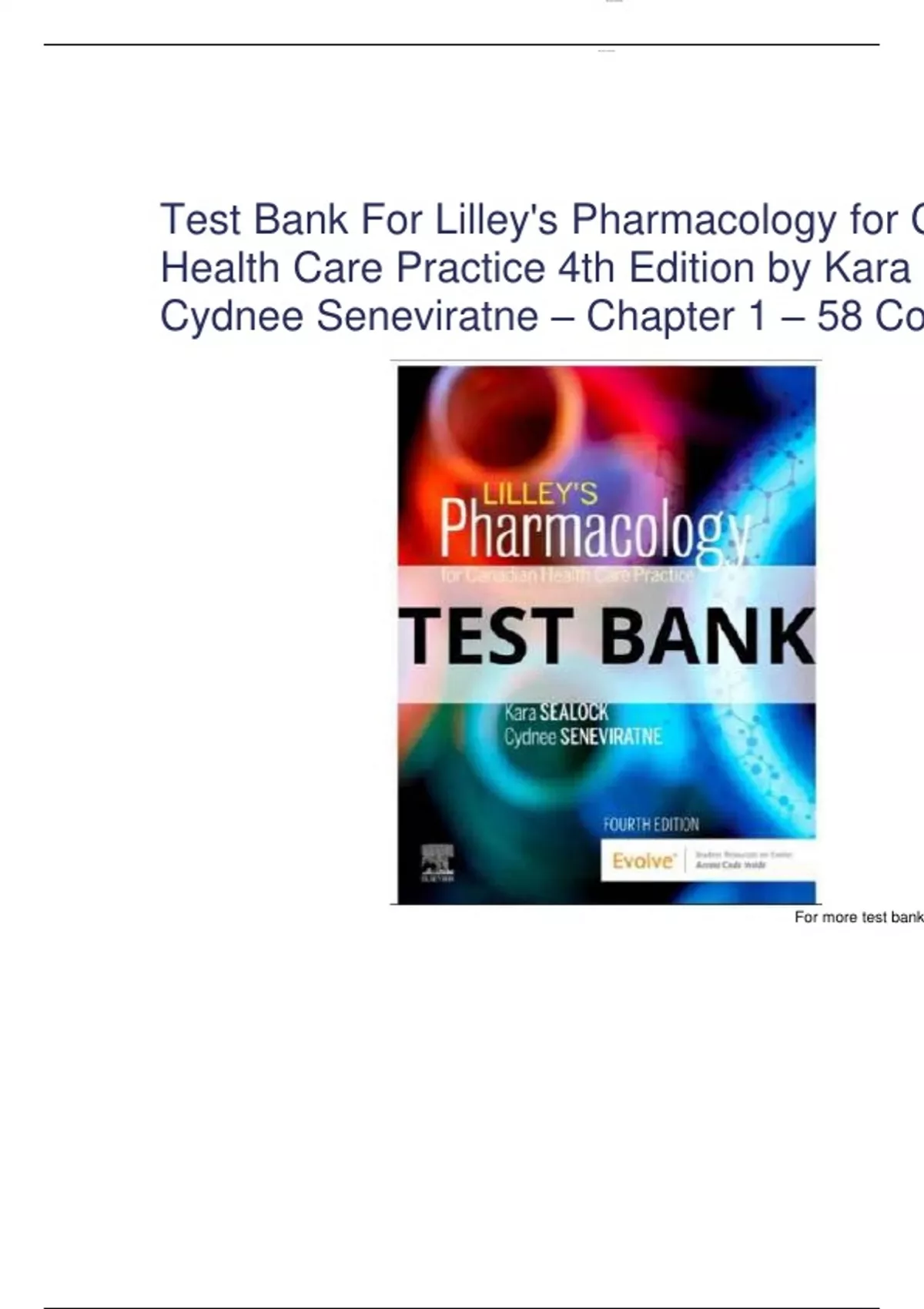 Test Bank For Lilley's Pharmacology for Canadian Health Care Practice ...