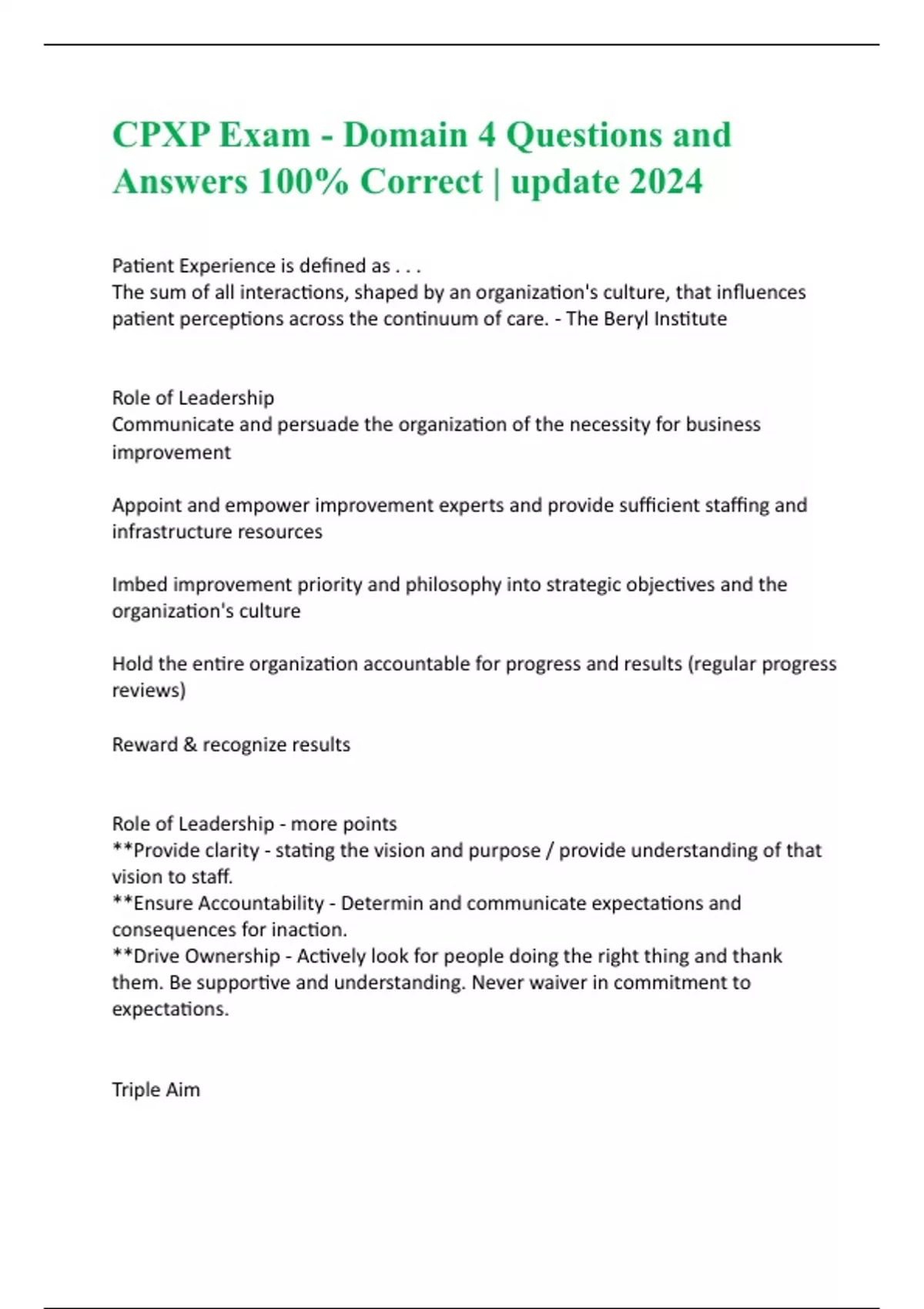 CPXP Exam - Domain 4 Questions and Answers 100% Correct | update 2024 ...