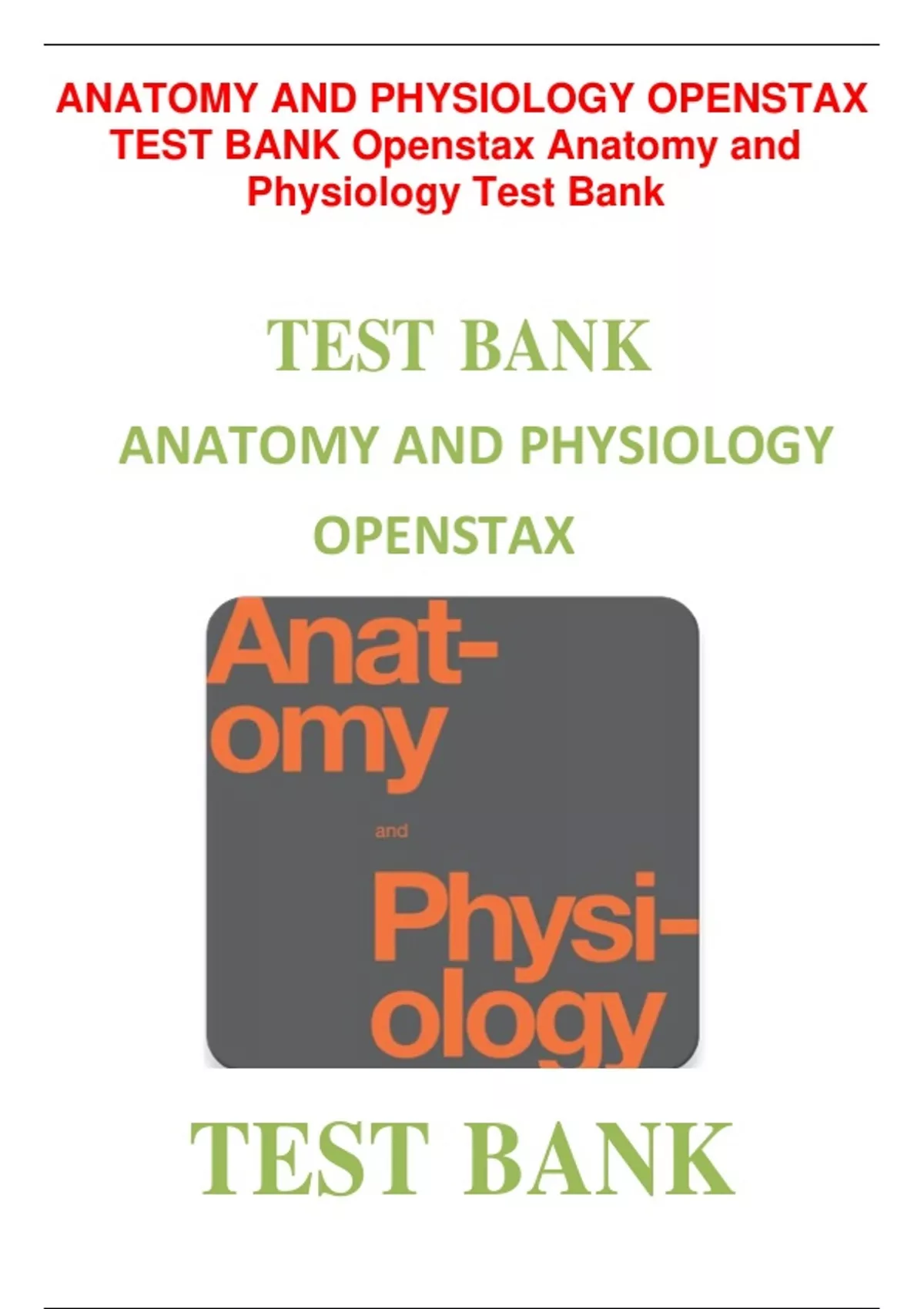 ANATOMY AND PHYSIOLOGY OPENSTAX TEST BANK Openstax Anatomy and ...