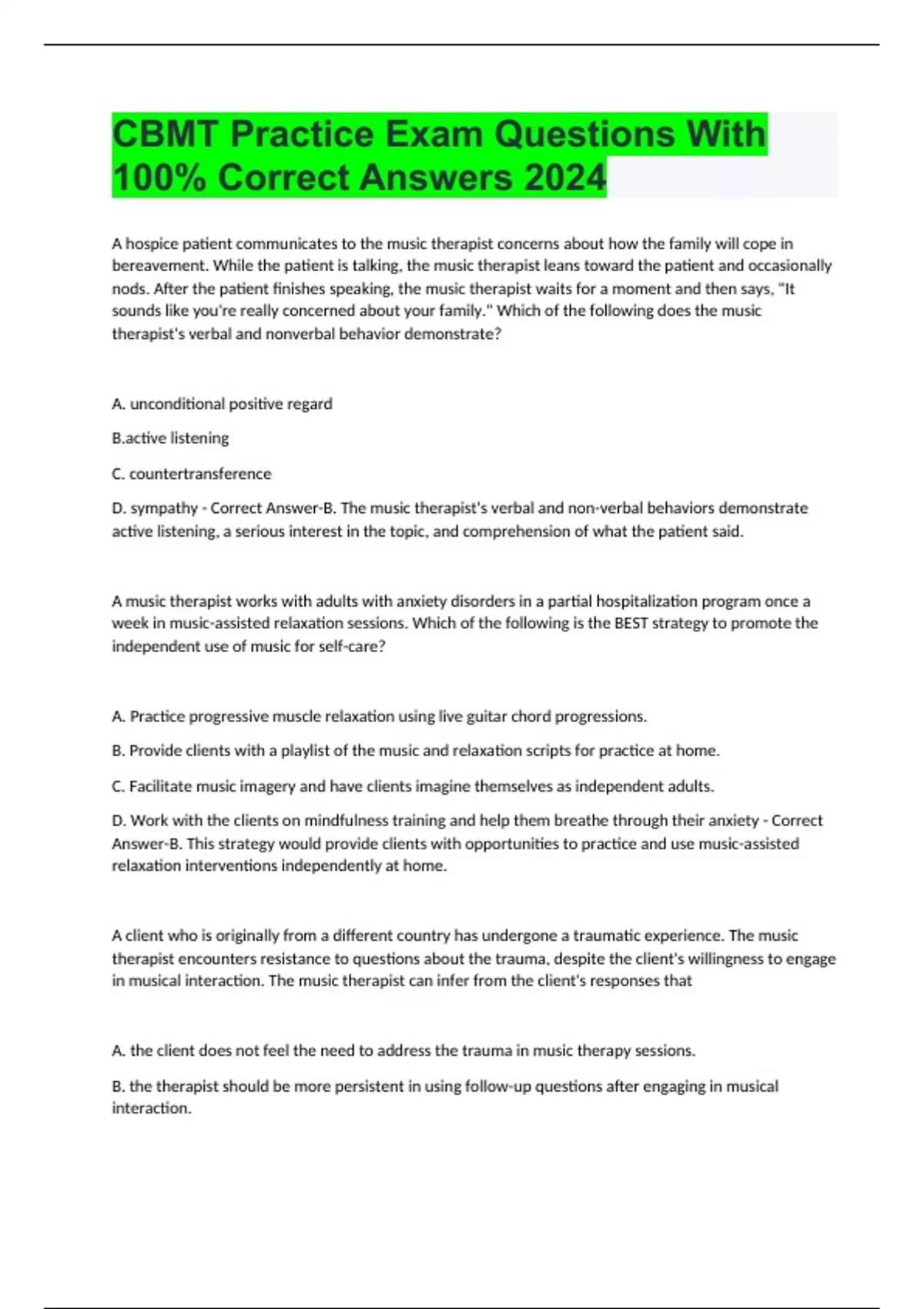 Package deal for CBMT Exam Questions with 100% Correct Answers ...