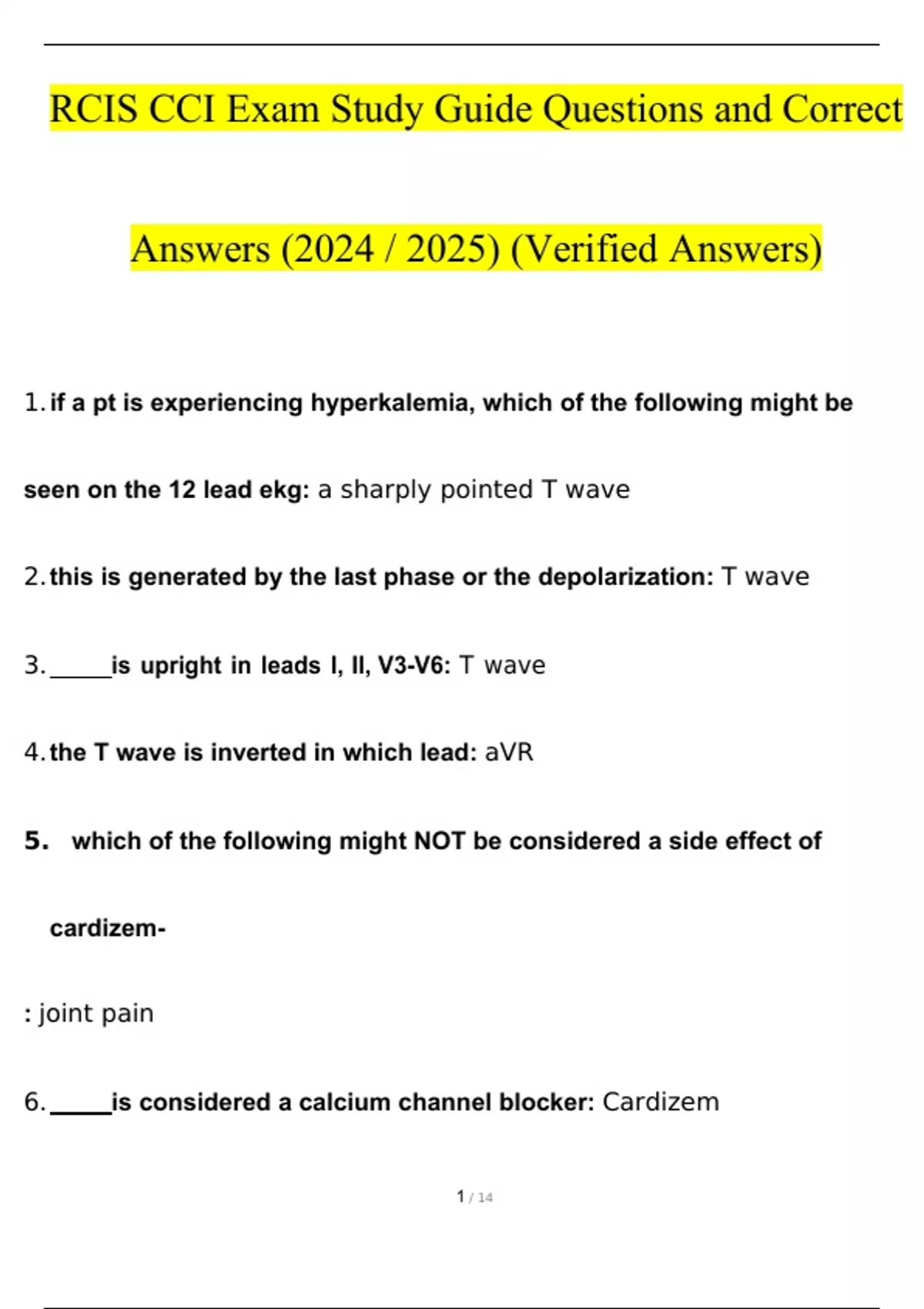RCIS CCI Exam Study Guide Questions and Answers (2024 / 2025) (Verified Answers) - RCIS CCI ...