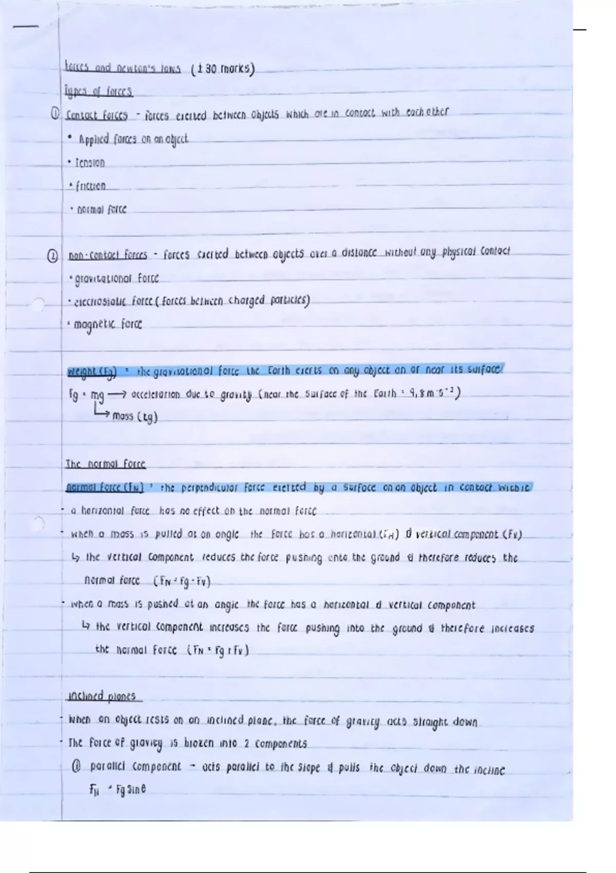 Summary Forces And Newtons Laws Grade 12 Ieb Notes Physical Sciences Stuvia Sa