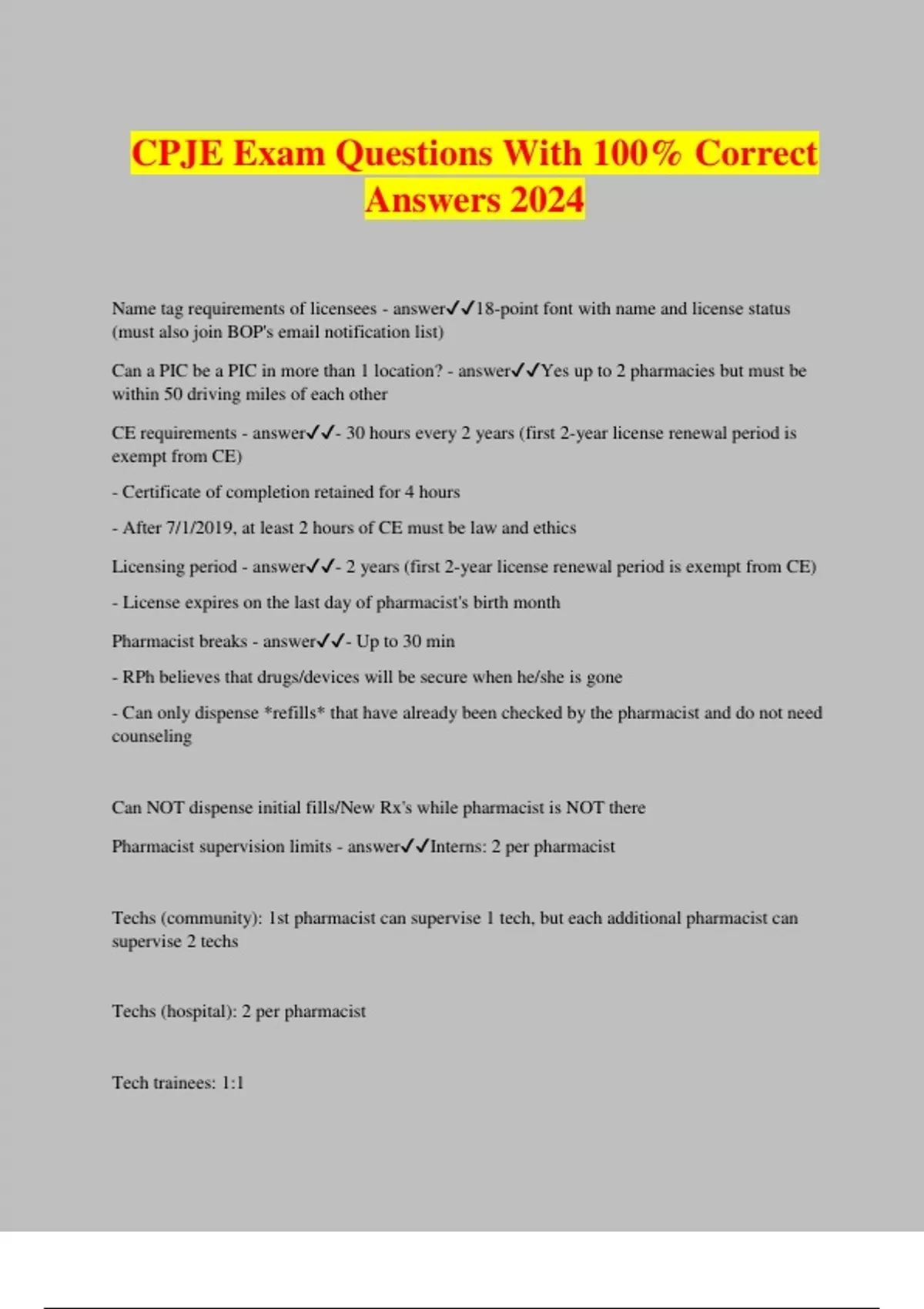 CPJE Exam Questions With 100% Correct Answers 2024 - CPJE - Stuvia US