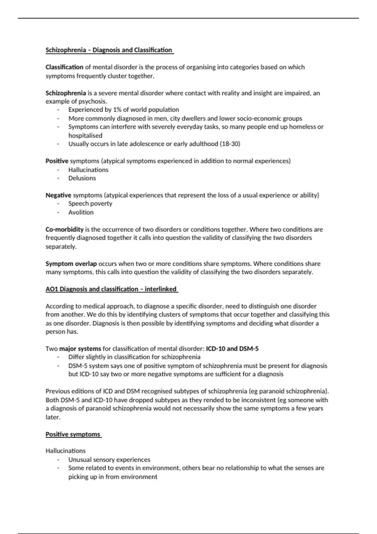 A* AQA A Level Psychology Summary Notes on Classification and Diagnosis ...