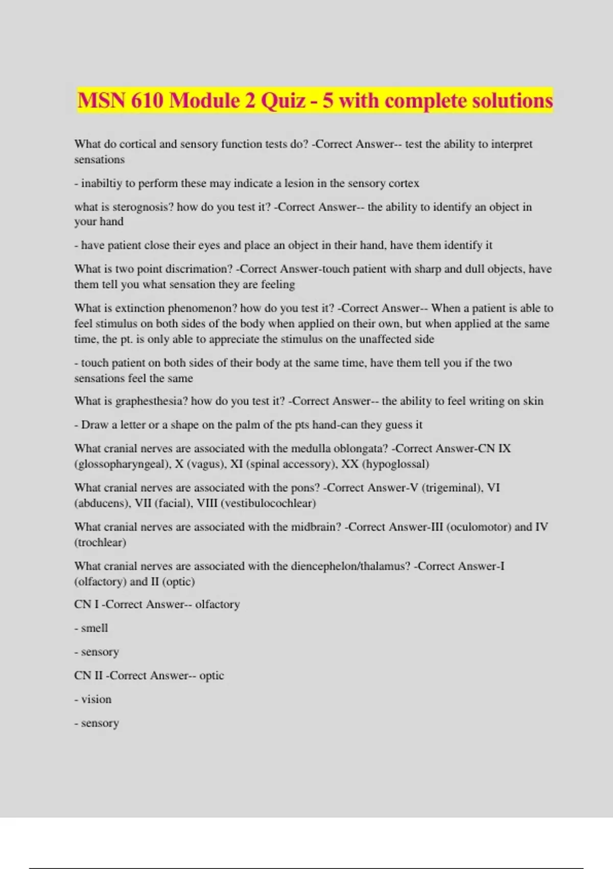 MSN 610 Module 2 Quiz - 5 with complete solutions - MSN 610 - Stuvia US