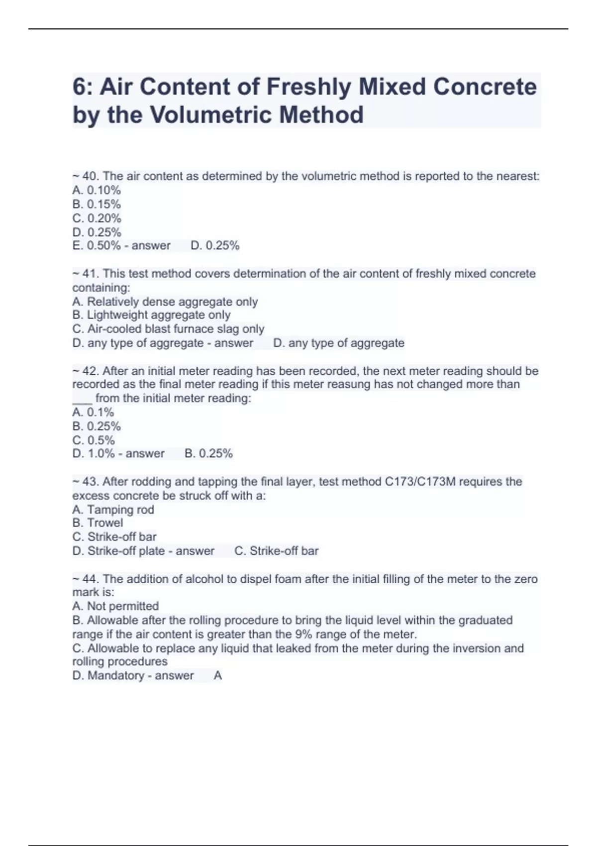 6 Air Content of Freshly Mixed Concrete by the Volumetric Method ...