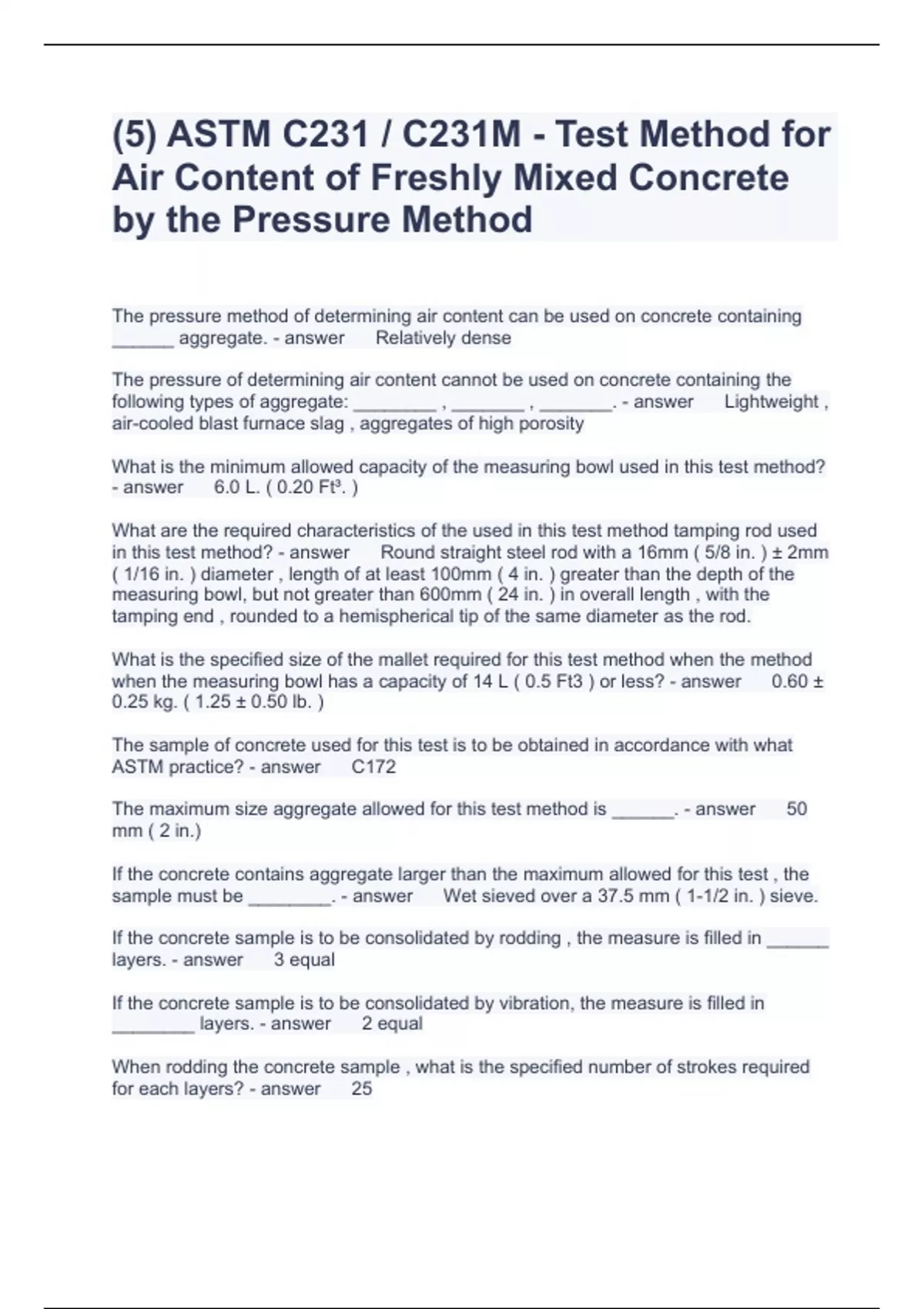 (5) ASTM C231 C231M - Test Method for Air Content of Freshly Mixed ...