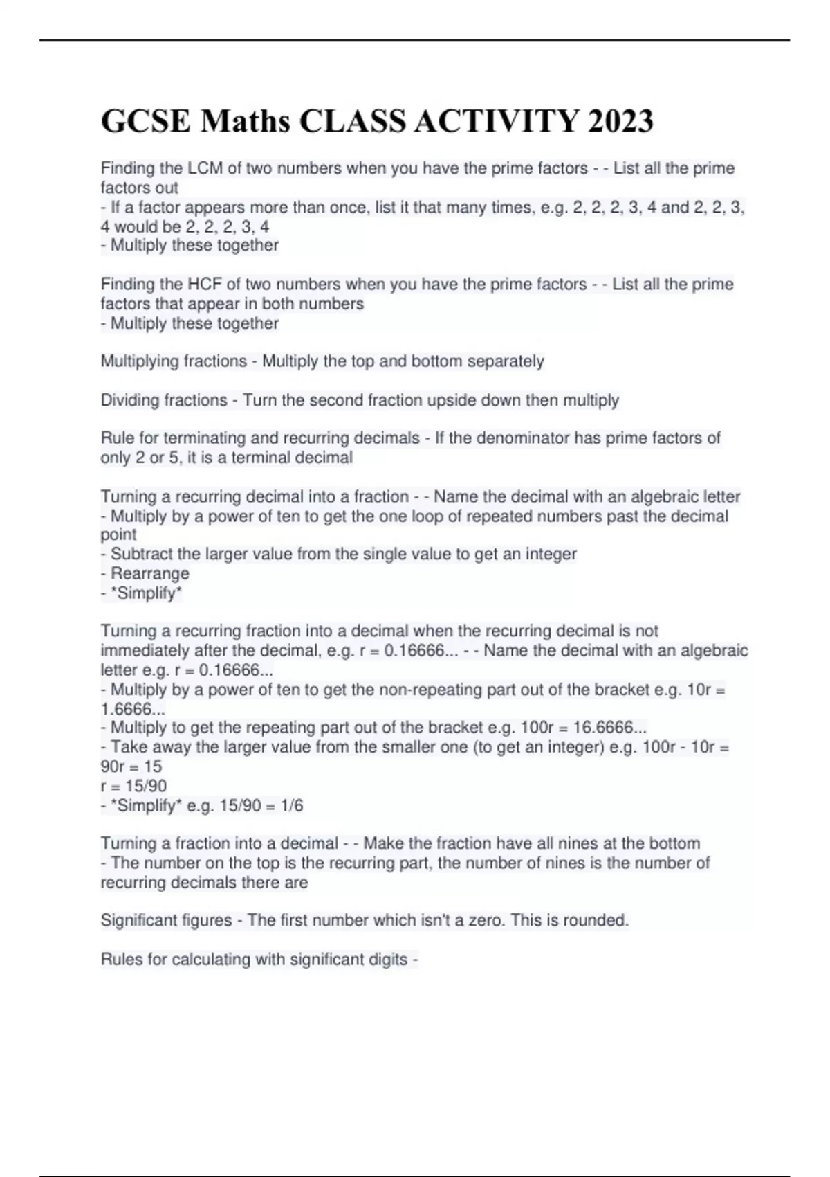 UPDATED GCSE Maths CLASS ACTIVITY 2023 - GCSE Maths CLASS ACTIVITY ...