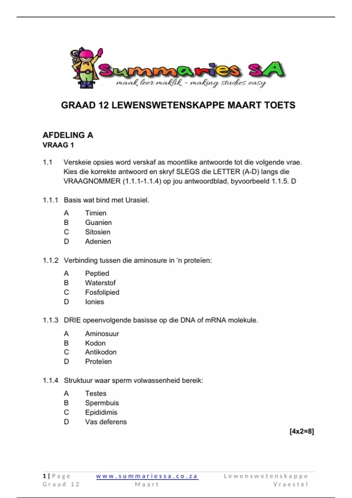 Graad 12 Fisiese Wetenskappe (FW) Maart Vraestel en Memo - 2024 ...