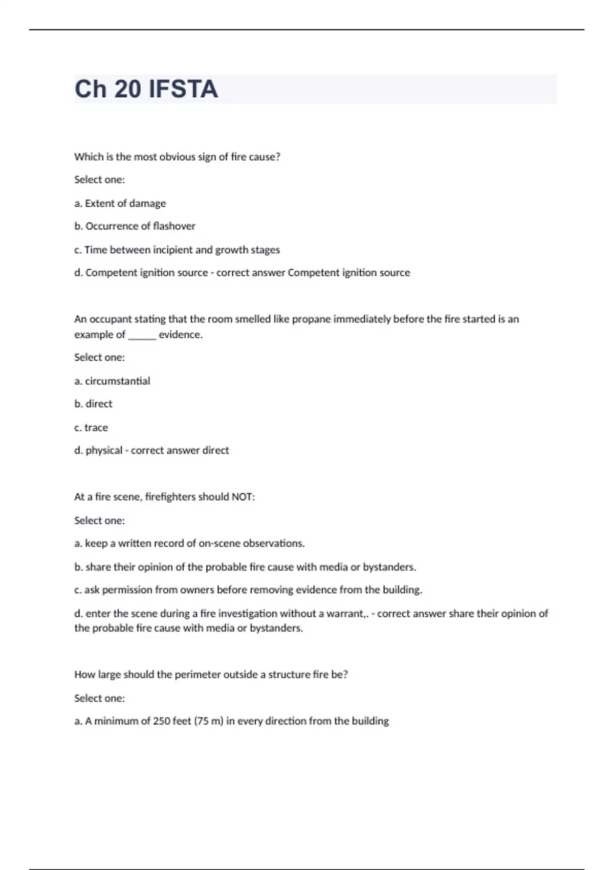 Ch 20 IFSTA questions well answered rated A+ 2023/2024 - IFSTA - Stuvia US