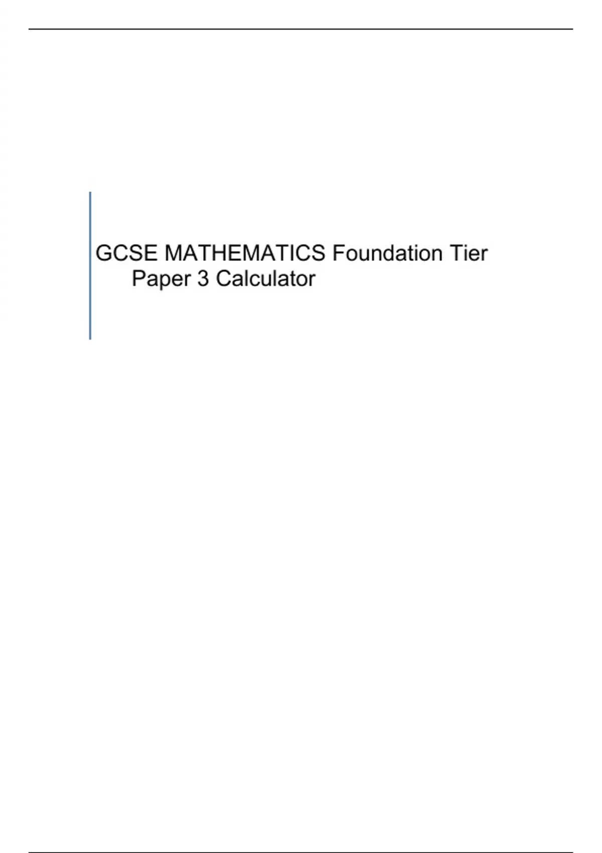 AQA GCSE MATHEMATICS Foundation Tier Paper 3 QUESTION PAPER JUNE 2023 ...