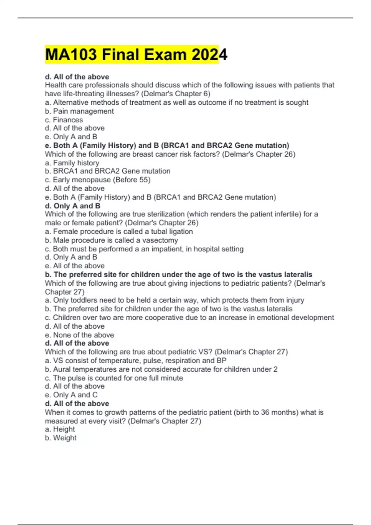 MA103 Final Exam 2024 - MA103 - Stuvia US