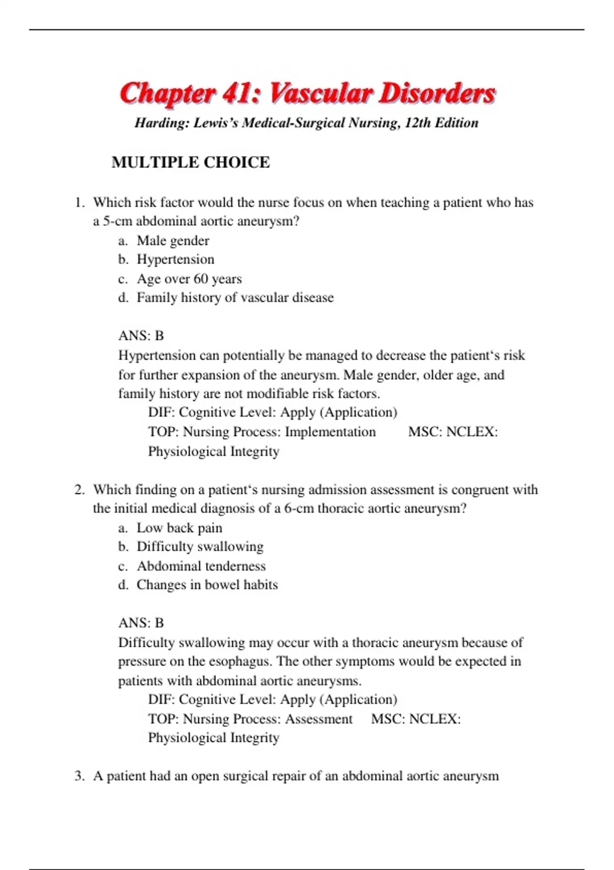 Chapter 41: Vascular Disorders |Harding: Lewis’s Medical-Surgical ...