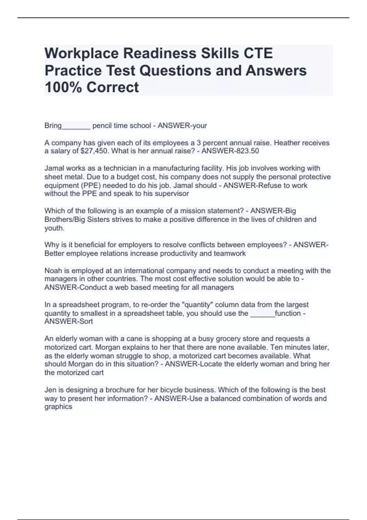 WORKPLACE READINESS SKILLS STUDY BUNDLE (COMPLETE PACKAGE) WITH ...