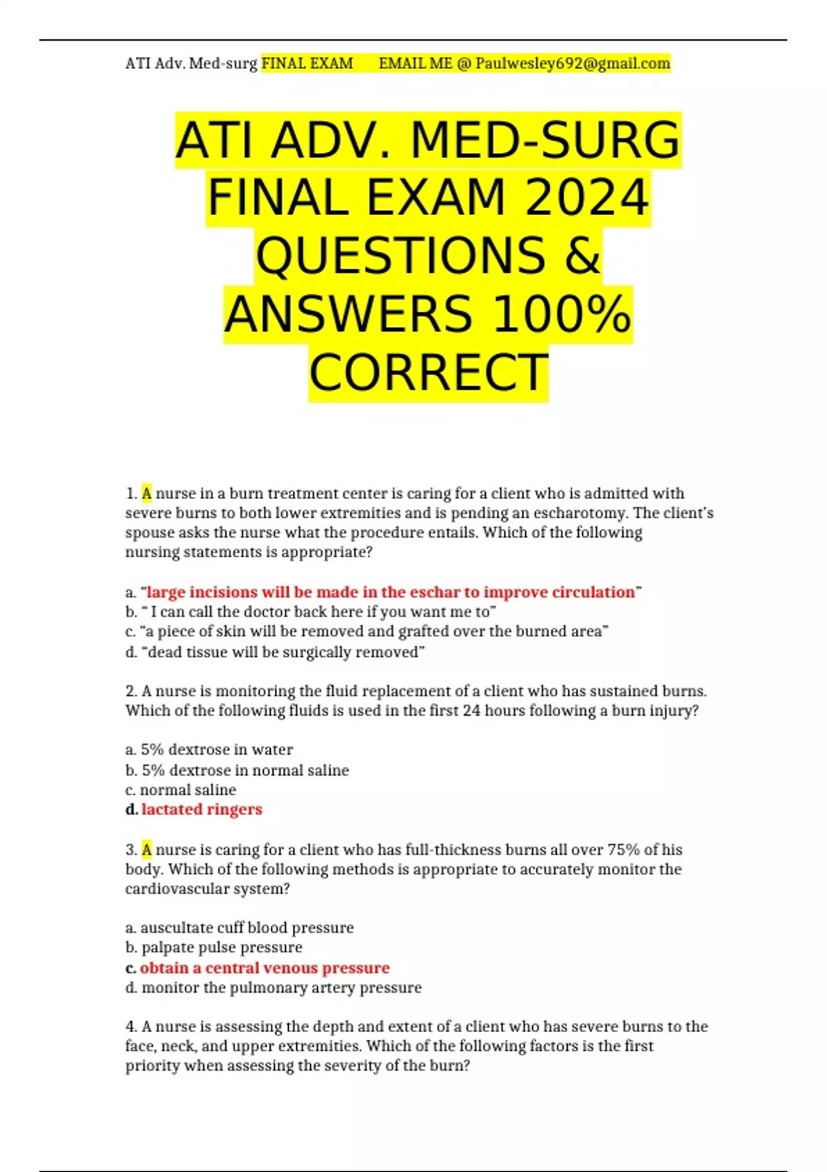 ATI ADV. MED-SURG FINAL EXAM 2024 QUESTIONS & ANSWERS 100% CORRECT ...