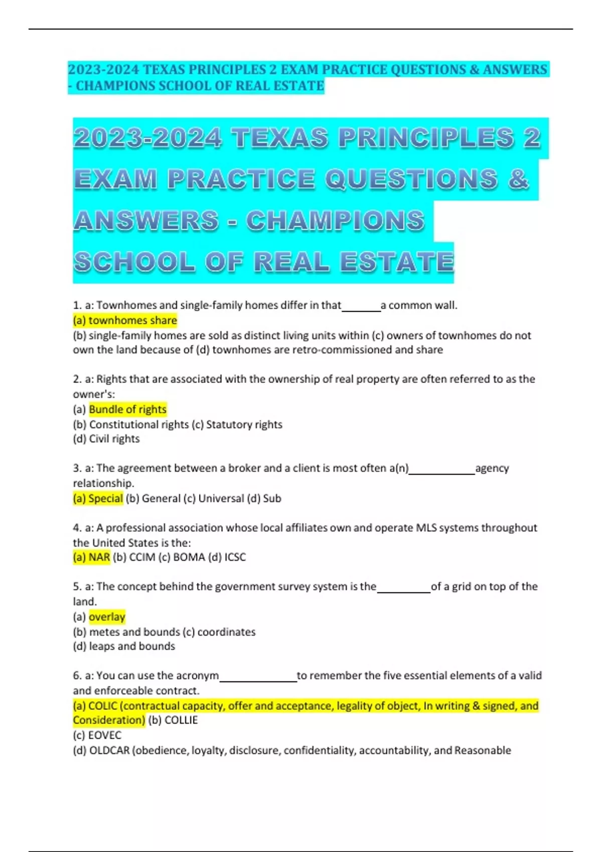 TEXAS PRINCIPLES 2 EXAM PRACTICE QUESTIONS & ANSWERS - CHAMPIONS SCHOOL ...