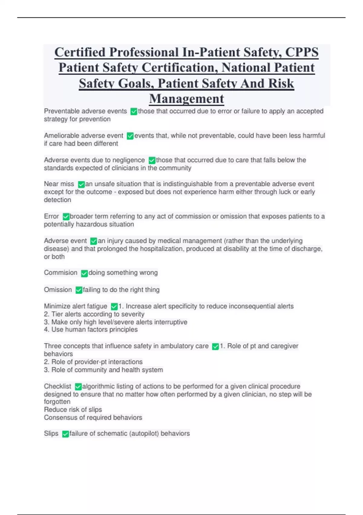 Certified Professional In-Patient Safety, CPPS Patient Safety Certification, National Patient ...