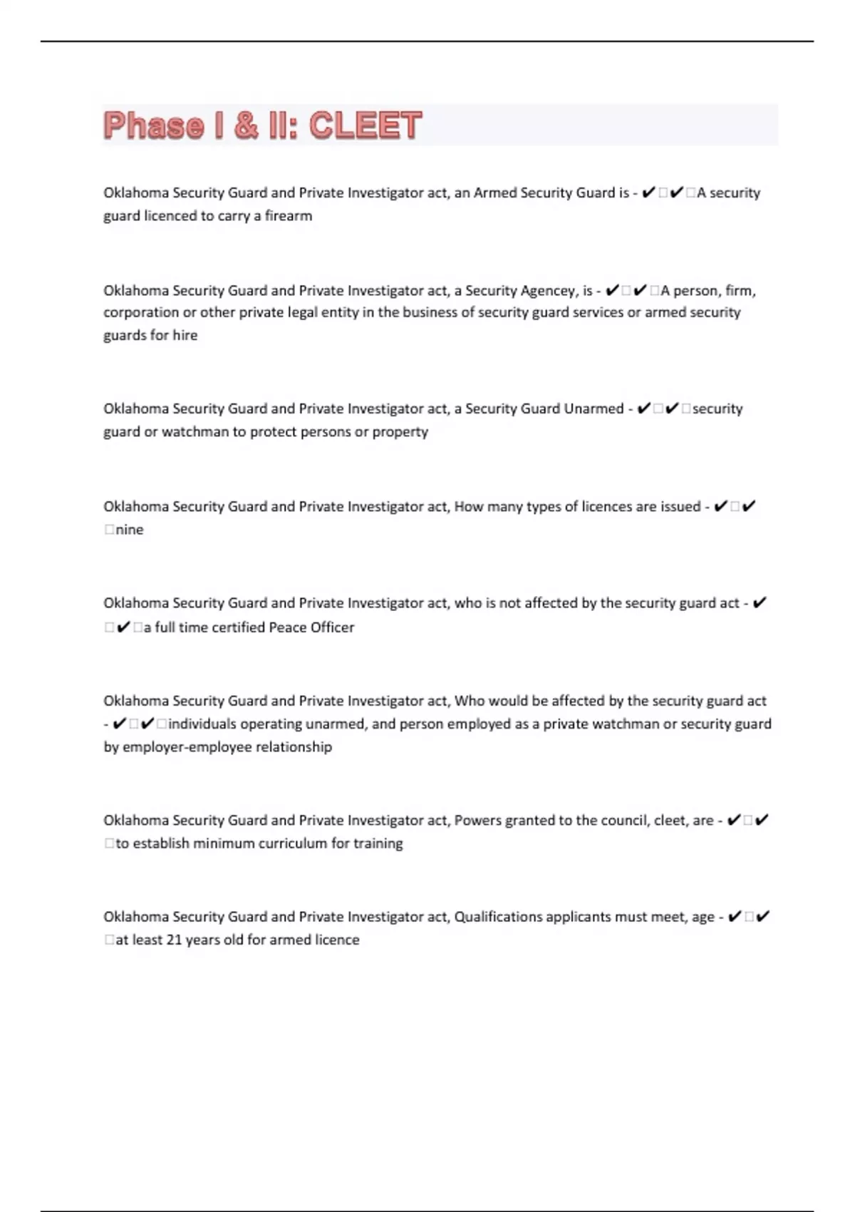CLEET Cert 210 Test Review Questions with 100% Correct Answers ...