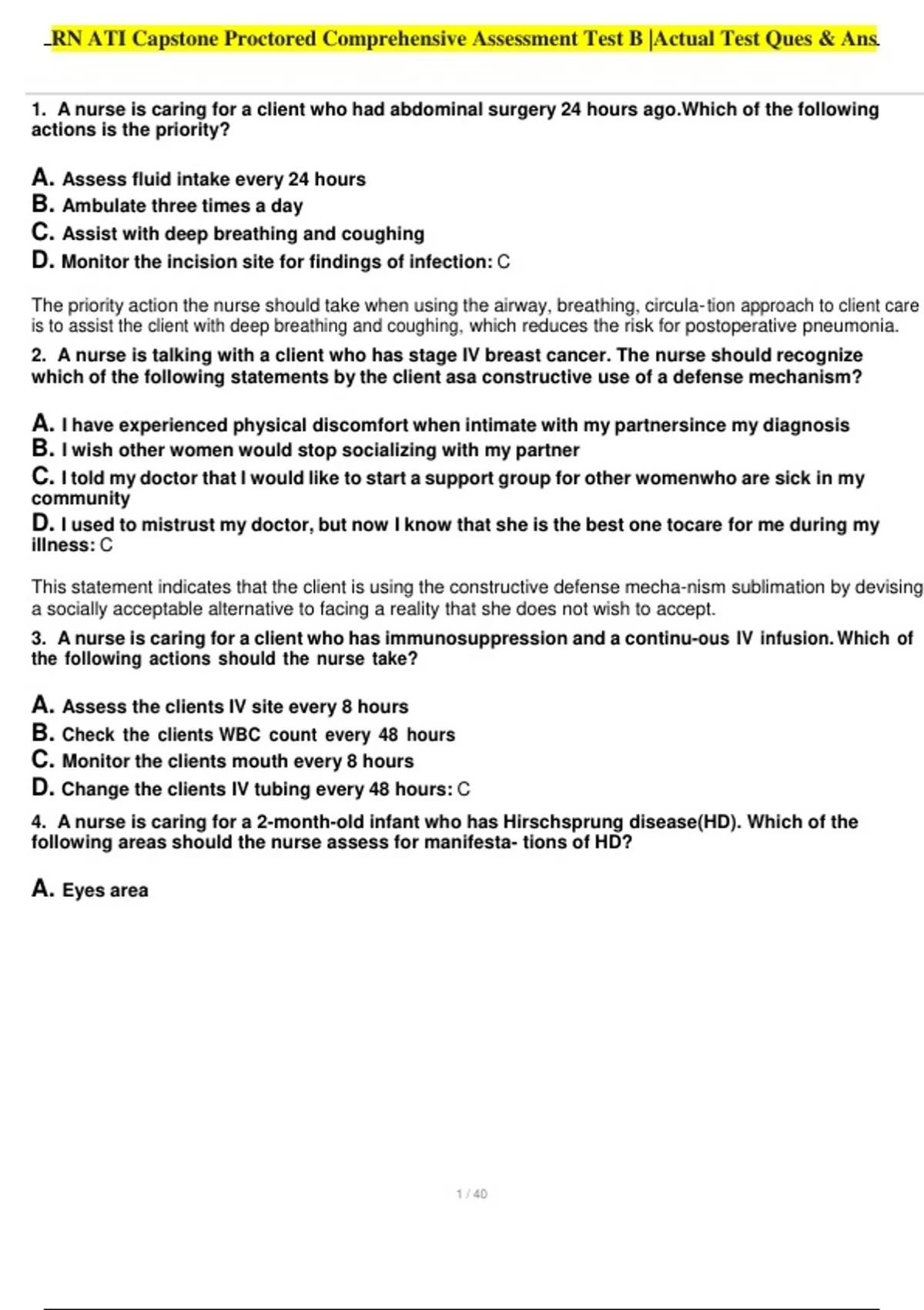 RN ATI Capstone Proctored Comprehensive Assessment 2024 UPDATE WITH ...