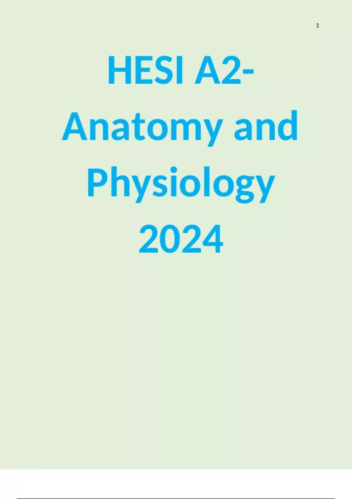 HESI A2- Anatomy and Physiology 2024 - HESI A2 Anatomy and Physiology ...