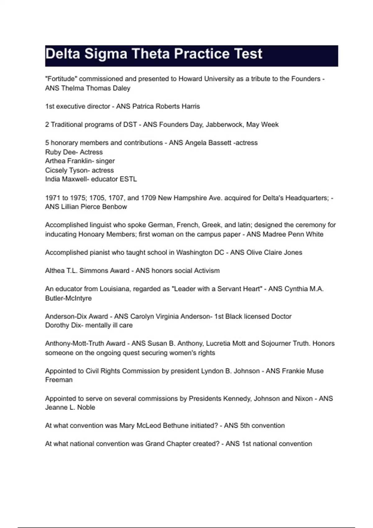 Delta Sigma Theta Practice Test With Verified Answrs - Delta Sigma ...