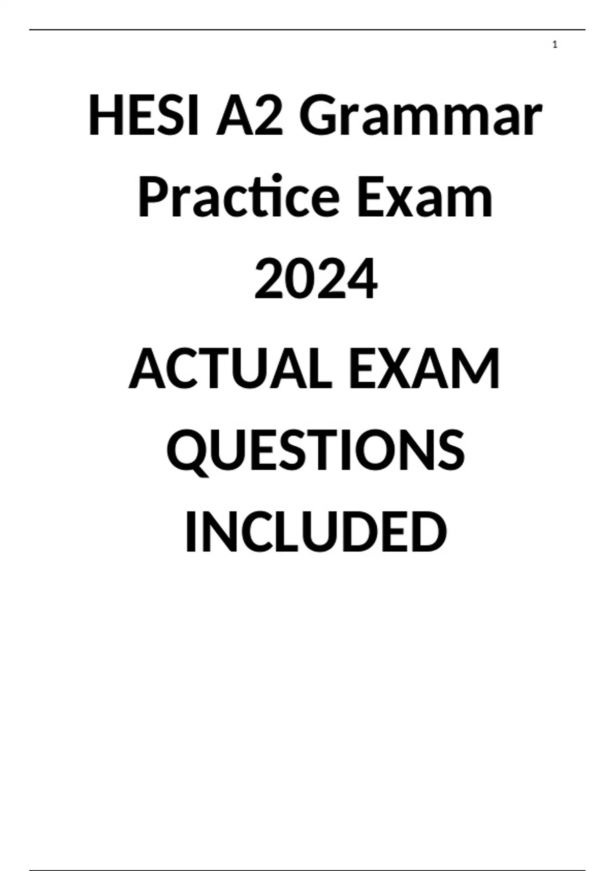 HESI A2 Grammar Exam Complete Package 2024 - Stuvia US