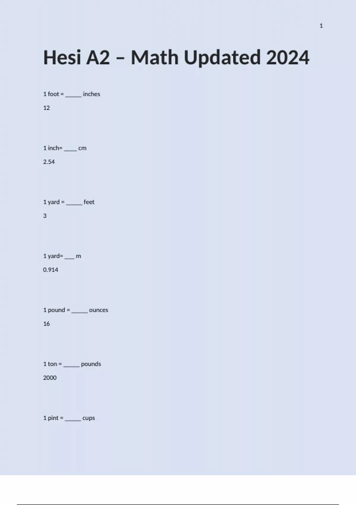 Hesi A2 – Math Updated 2024 - HESI A2 MATH - Stuvia US