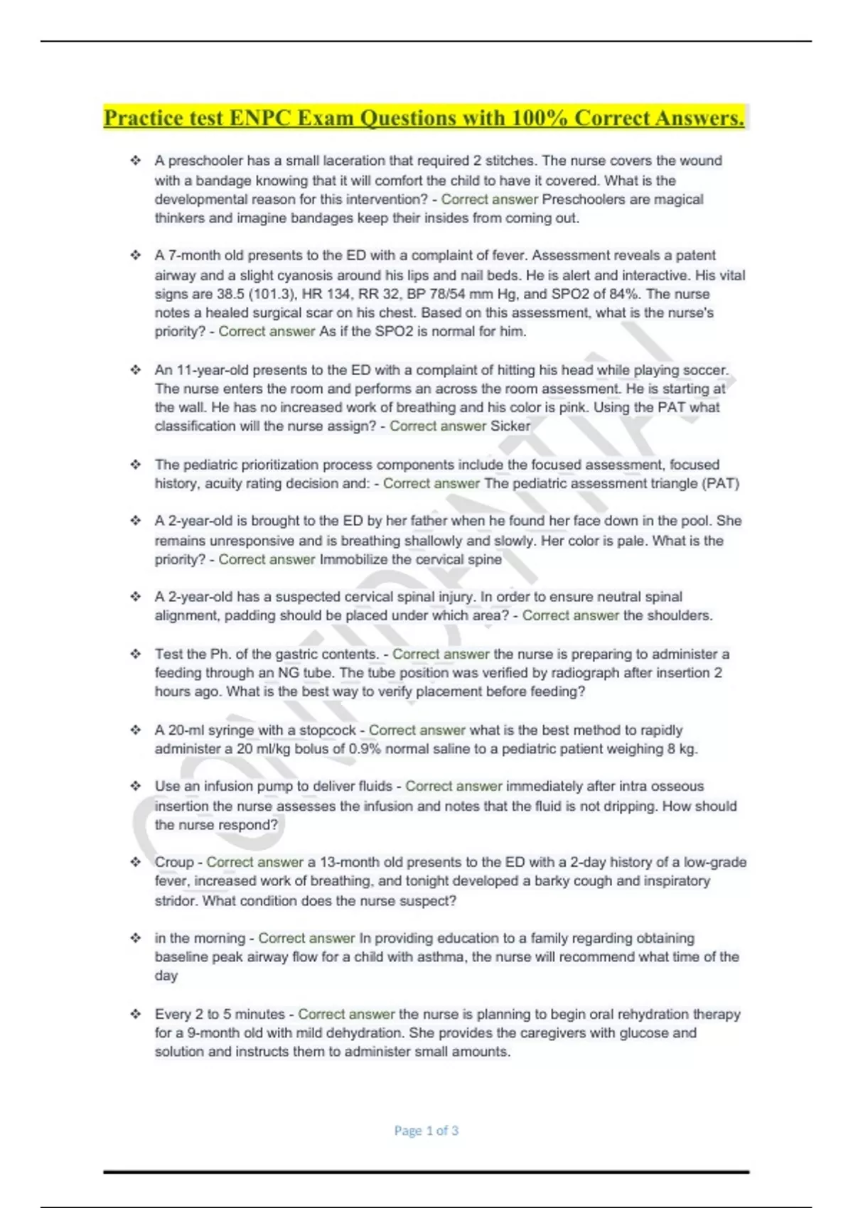 Practice test ENPC Exam Questions with 100% Correct Answers - Law ...