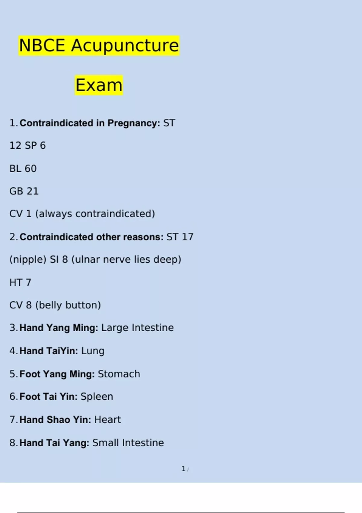 NBCE Acupuncture Exam | Questions with 100% Correct Answers | Verified | Updated 2024 - NBCE ...