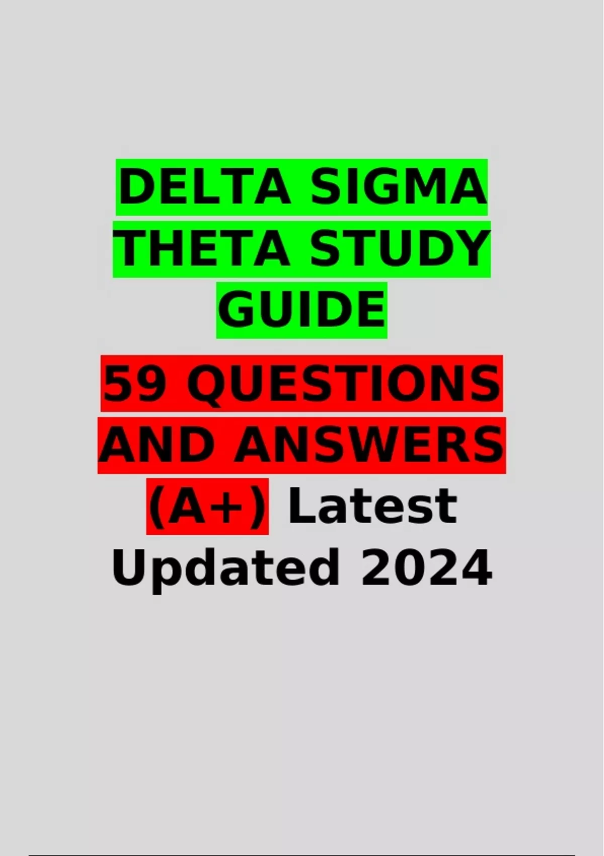 DELTA SIGMA THETA STUDY GUIDE 59 QUESTIONS AND ANSWERS (A+) Latest ...