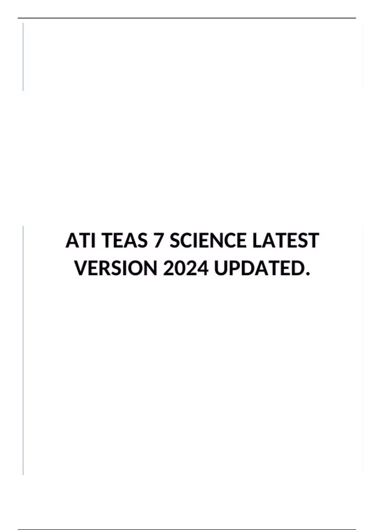 ATI TEAS 7 SCIENCE LATEST VERSION 2024 UPDATED. - ATI TEAS 7 SCIENCE ...