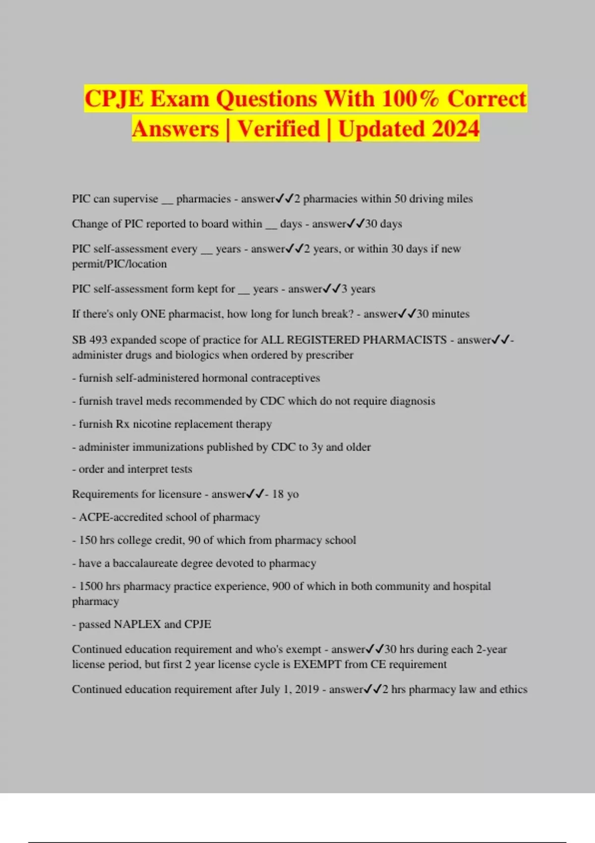 CPJE Exam Questions With 100% Correct Answers | Verified | Updated 2024 ...