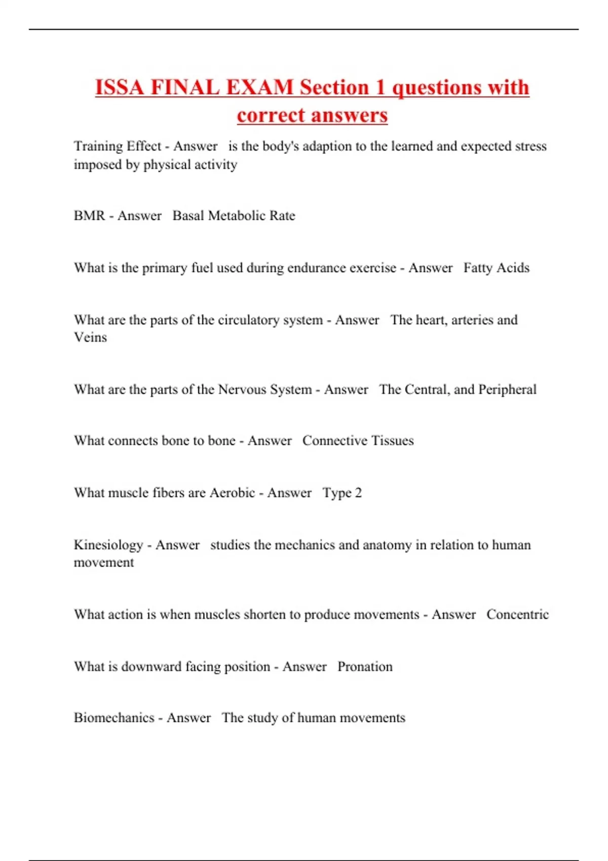 ISSA FINAL EXAM Section 1 questions with correct answers - Issa ...