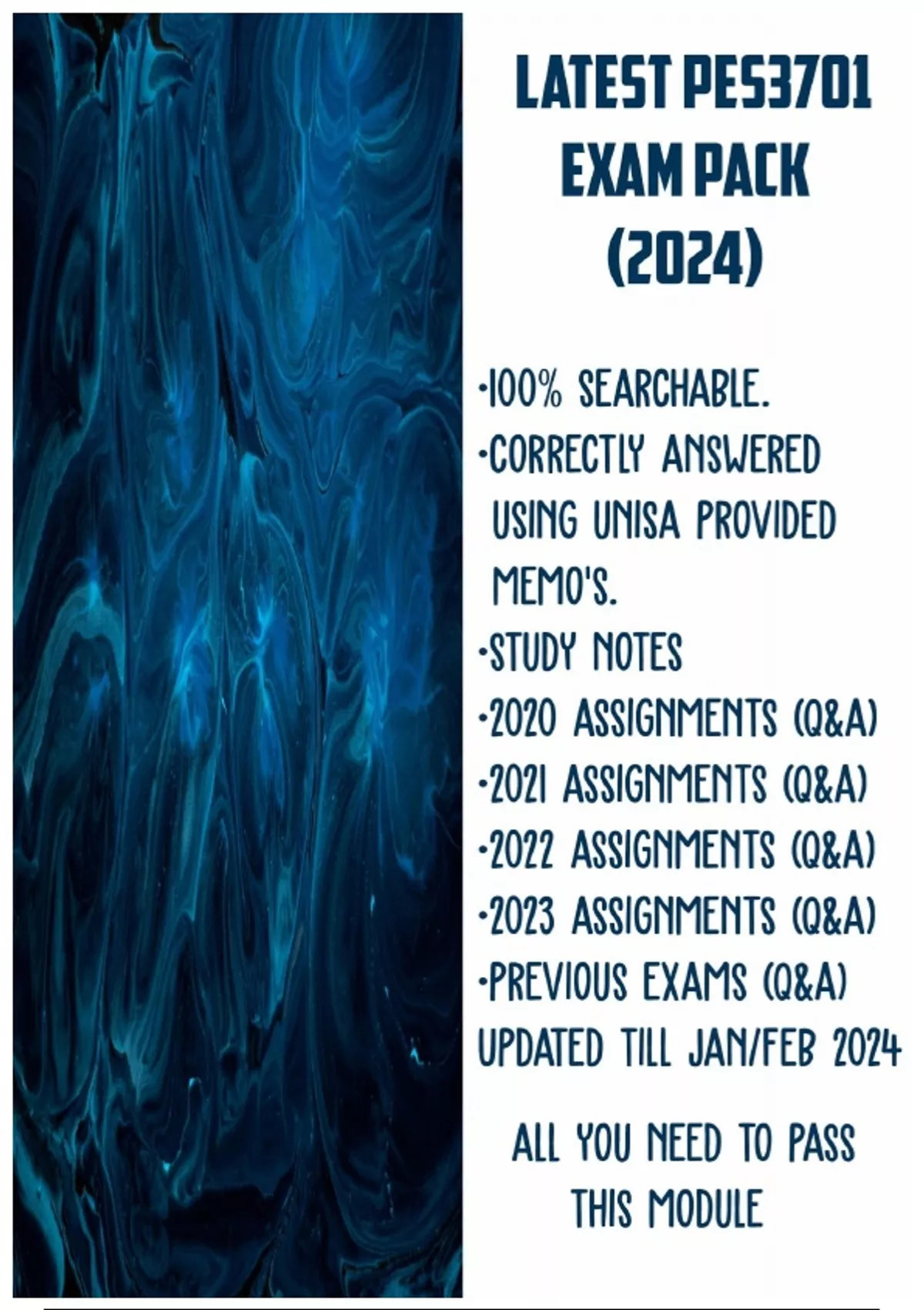 PES3701 Latest Exam Pack 2024 - PES3701 (BED) - Stuvia SA