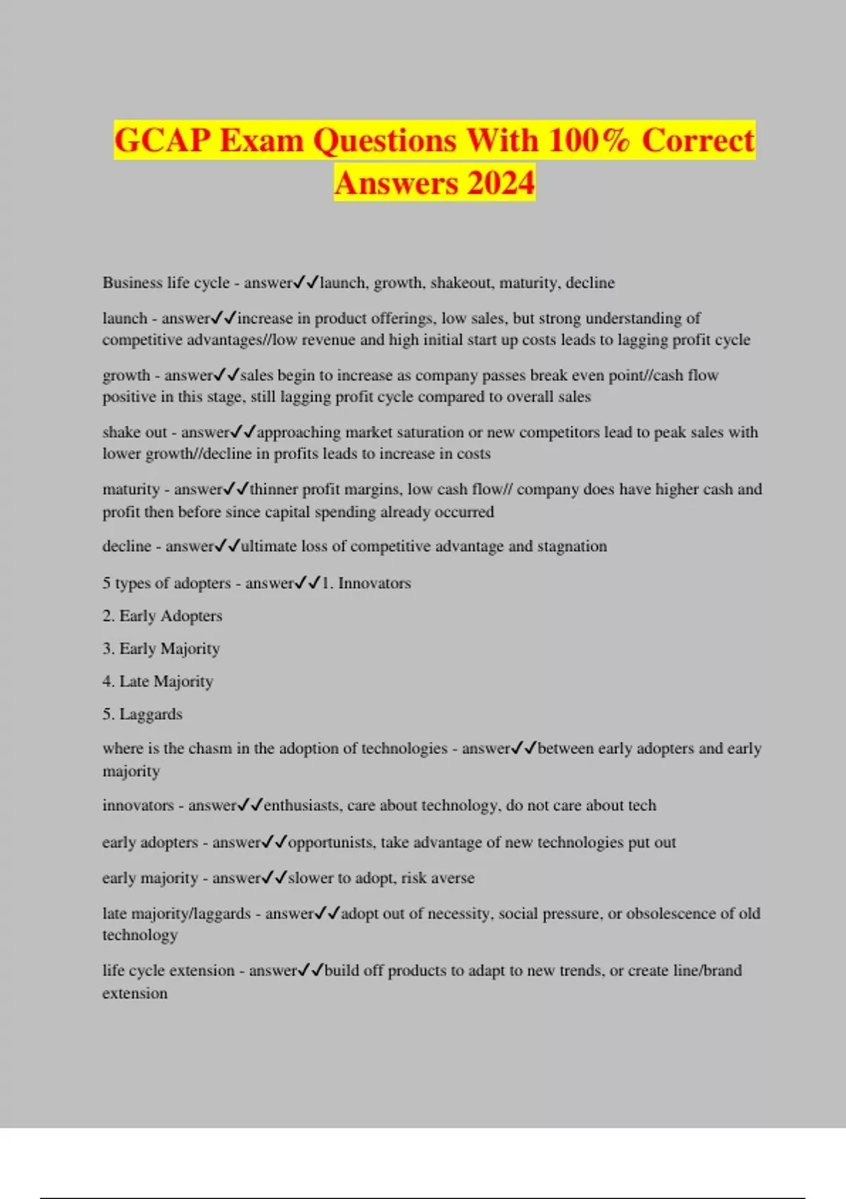 GCAP Exam Questions With 100% Correct Answers 2024 - GCAP - Stuvia US