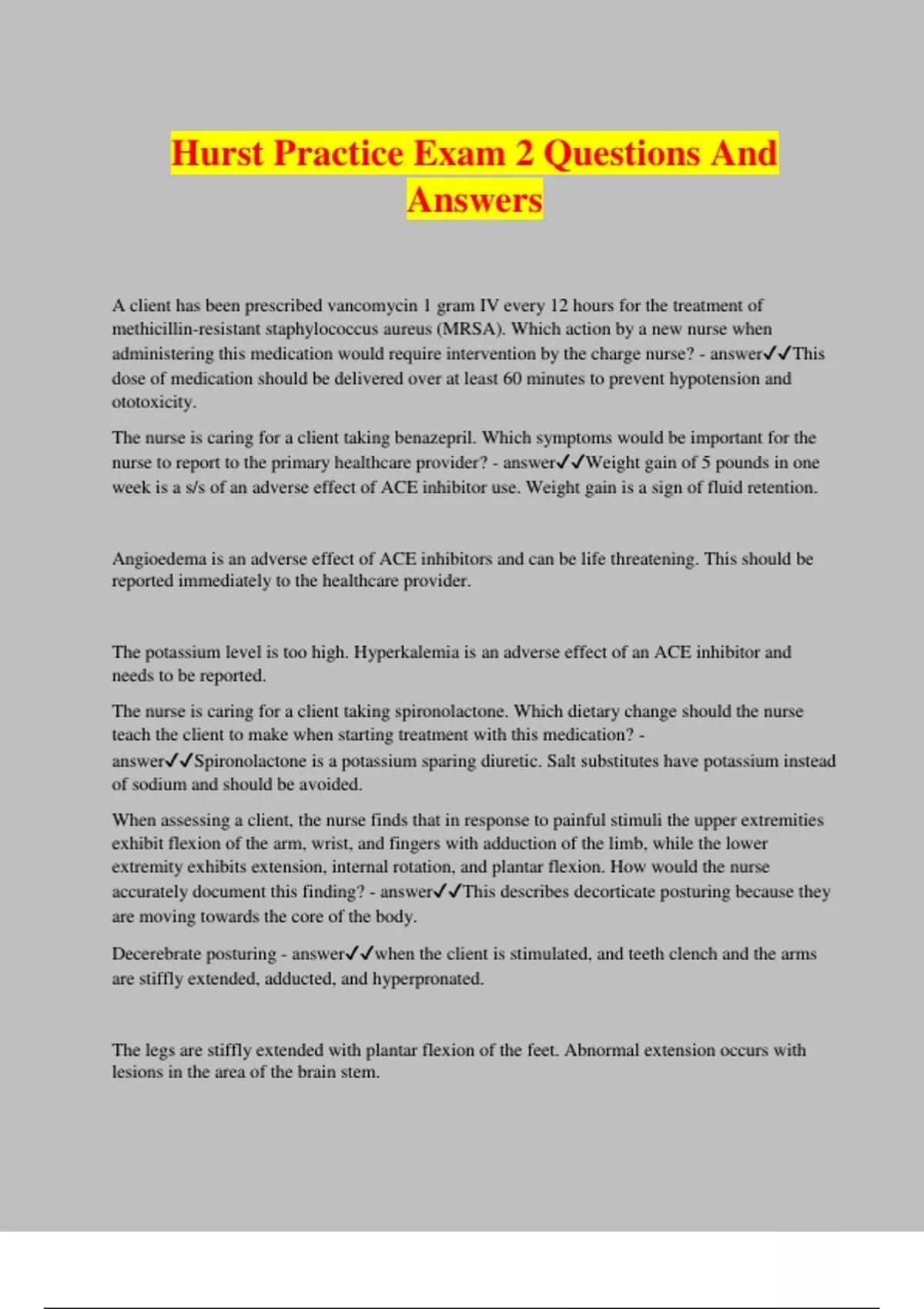 Hurst Practice Exam 2 Questions And Answers - Hurst - Stuvia US