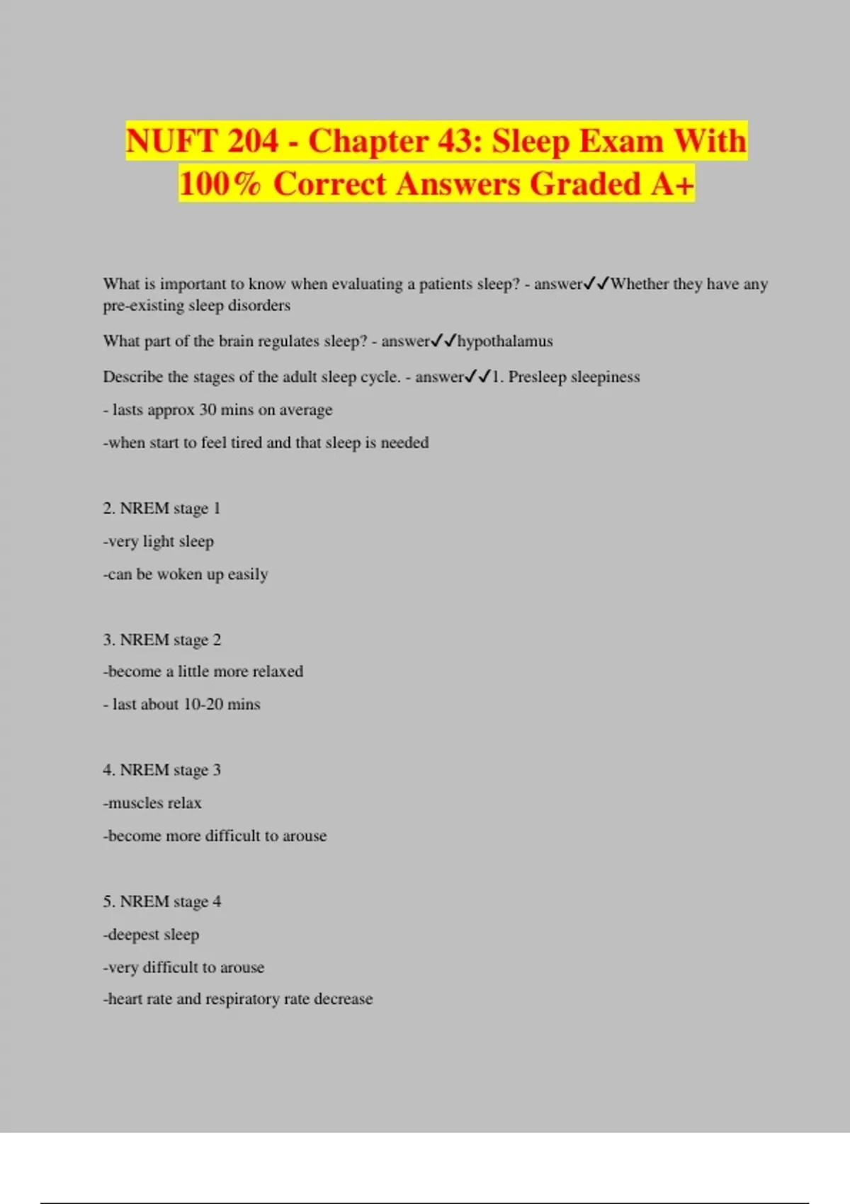 Package deal for NUFT 204 Exam Questions With 100% Correct Answers | Verified | Updated 2024 ...