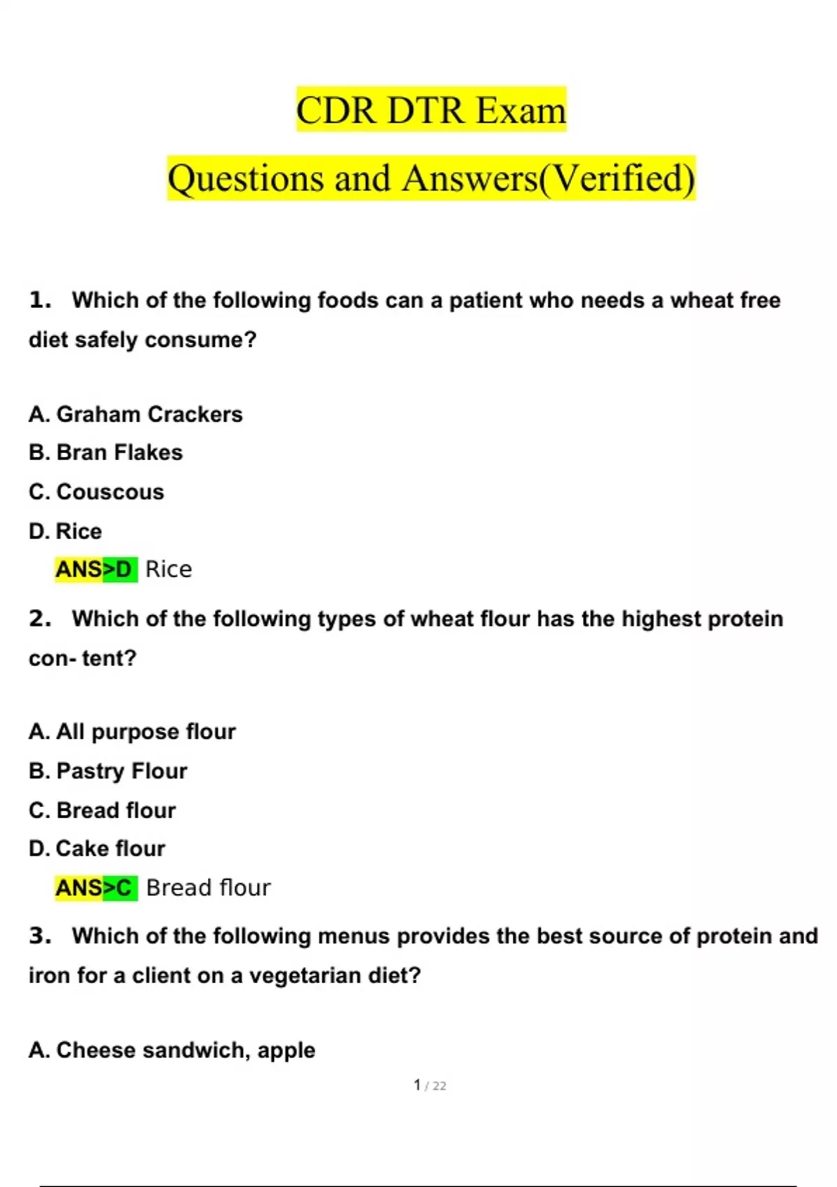 CDR DTR Exam Questions and Answers 2024 / 2025 | 100% Verified Answers ...