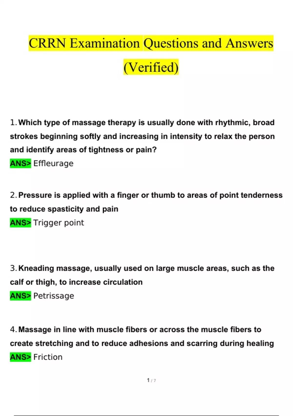 CRRN Examination Questions and Answers 2024 / 2025 | 100% Verified ...