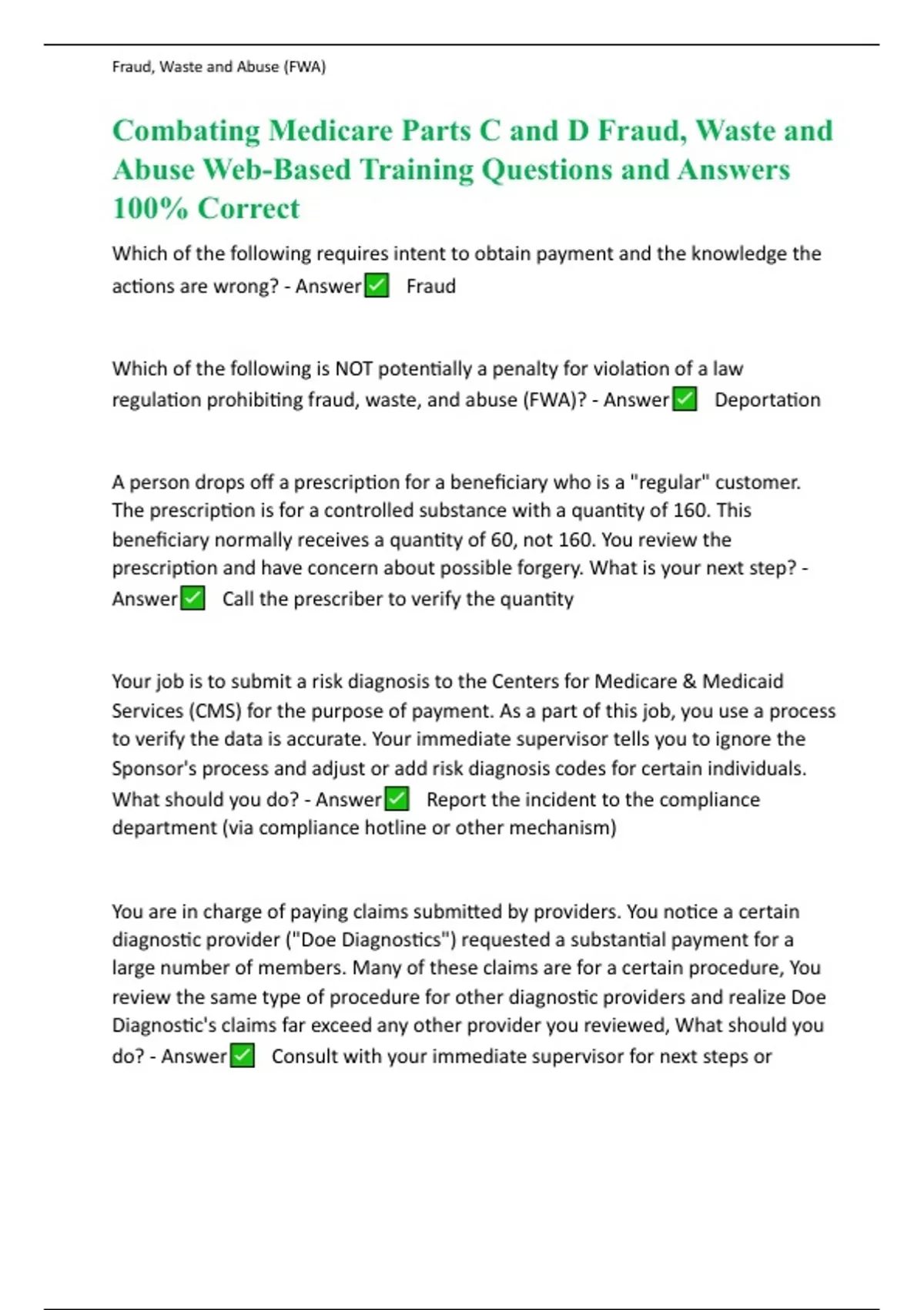 Combating Medicare Parts C and D Fraud, Waste and Abuse Web-Based ...