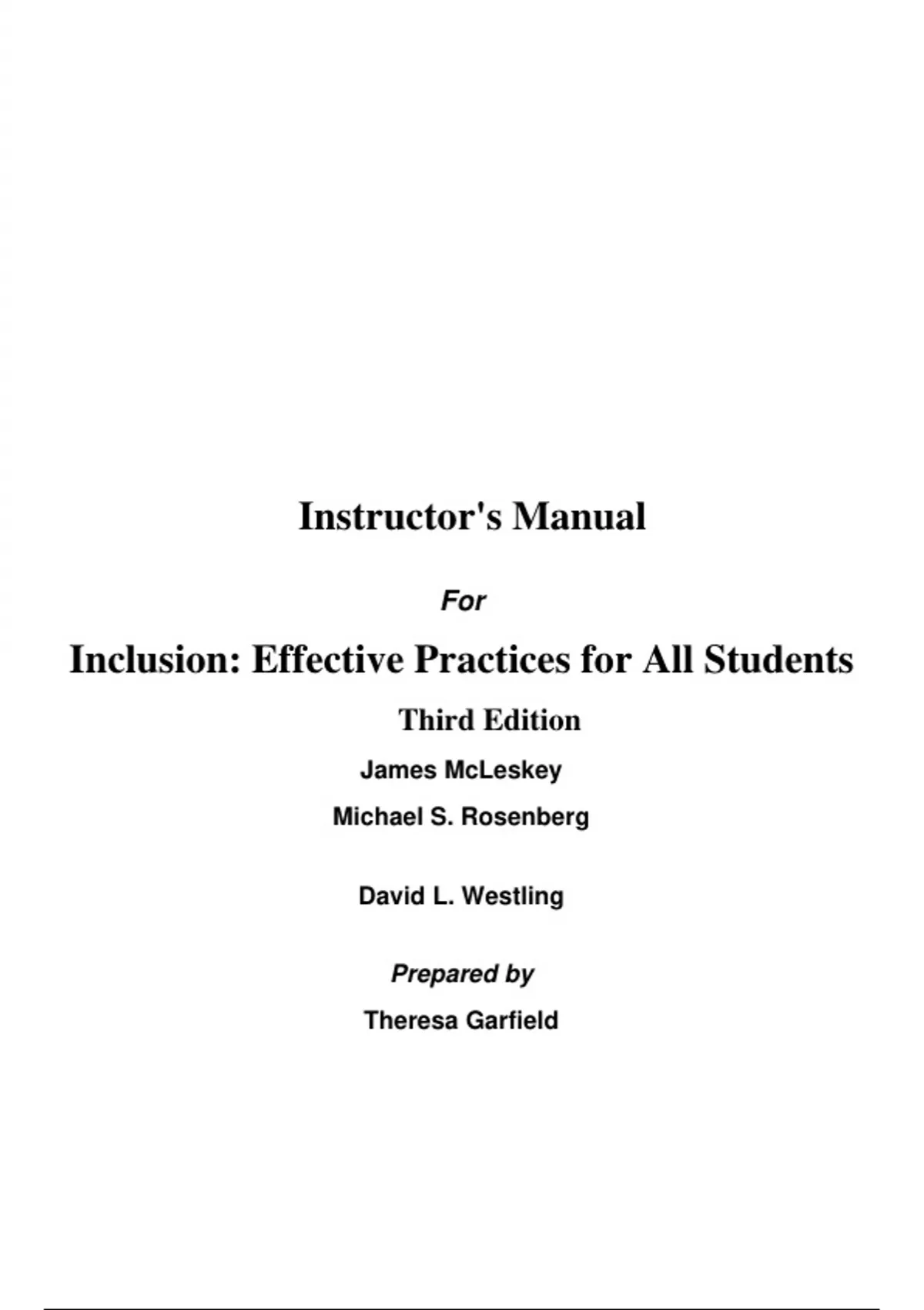 Instructor Manual For Inclusion Effective Practices for All Students ...
