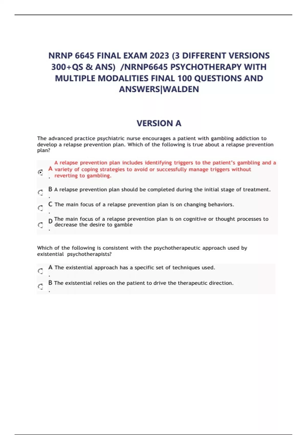 NRNP 6645 FINAL EXAM 2023 (3 DIFFERENT VERSIONS 300+QS & ANS) /NRNP6645 ...