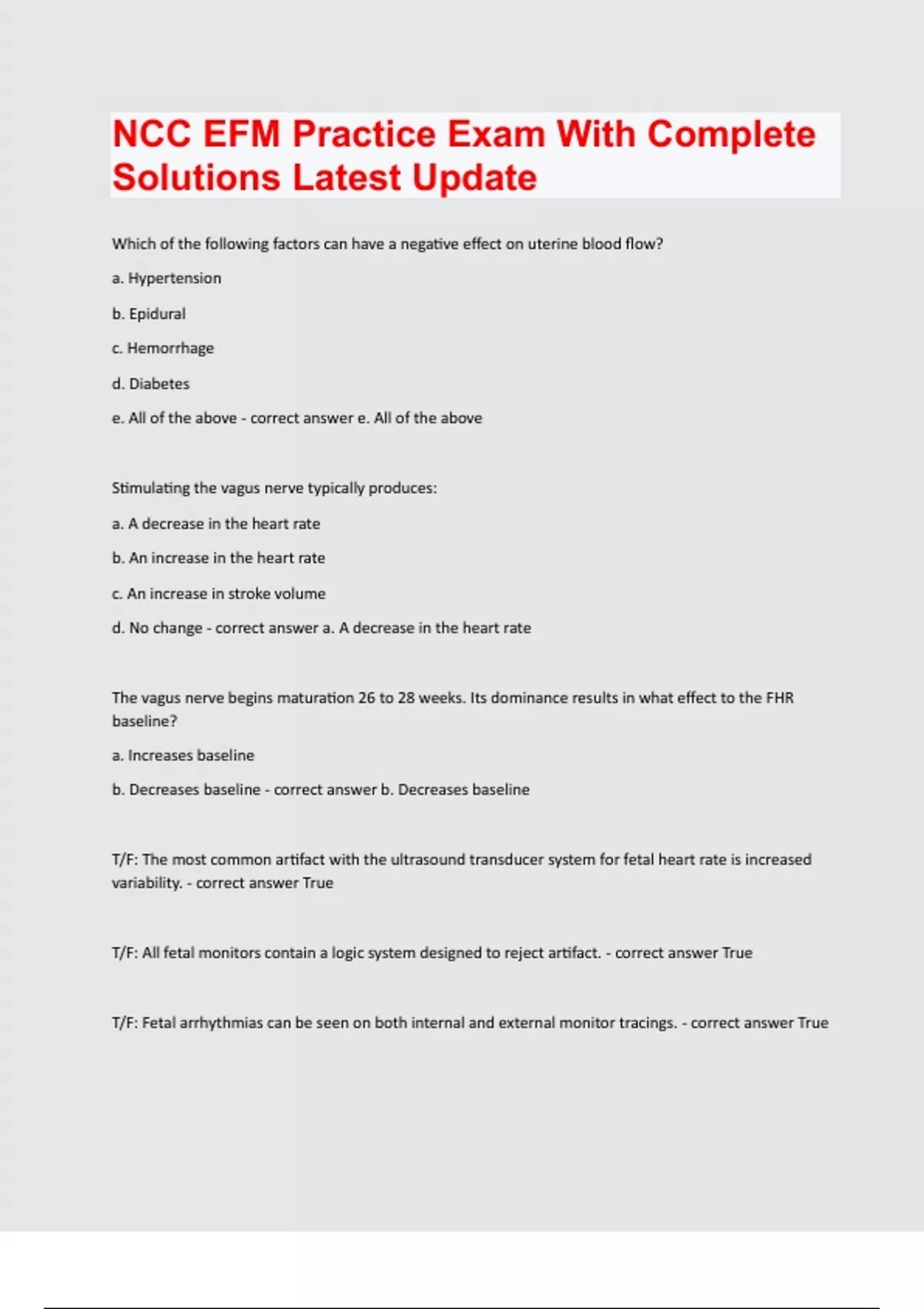 NCC EFM Practice Exam With Complete Solutions Latest Update - Ncc efm ...