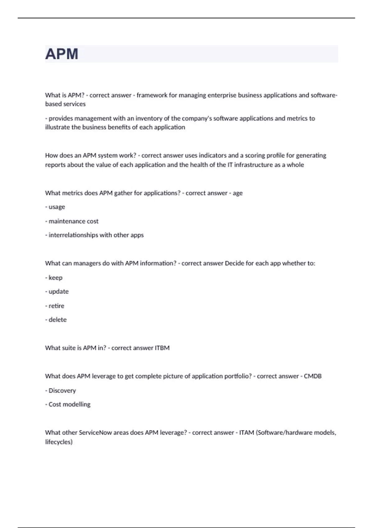 APM questions with complete solution 2023/2024 - APM - Stuvia US