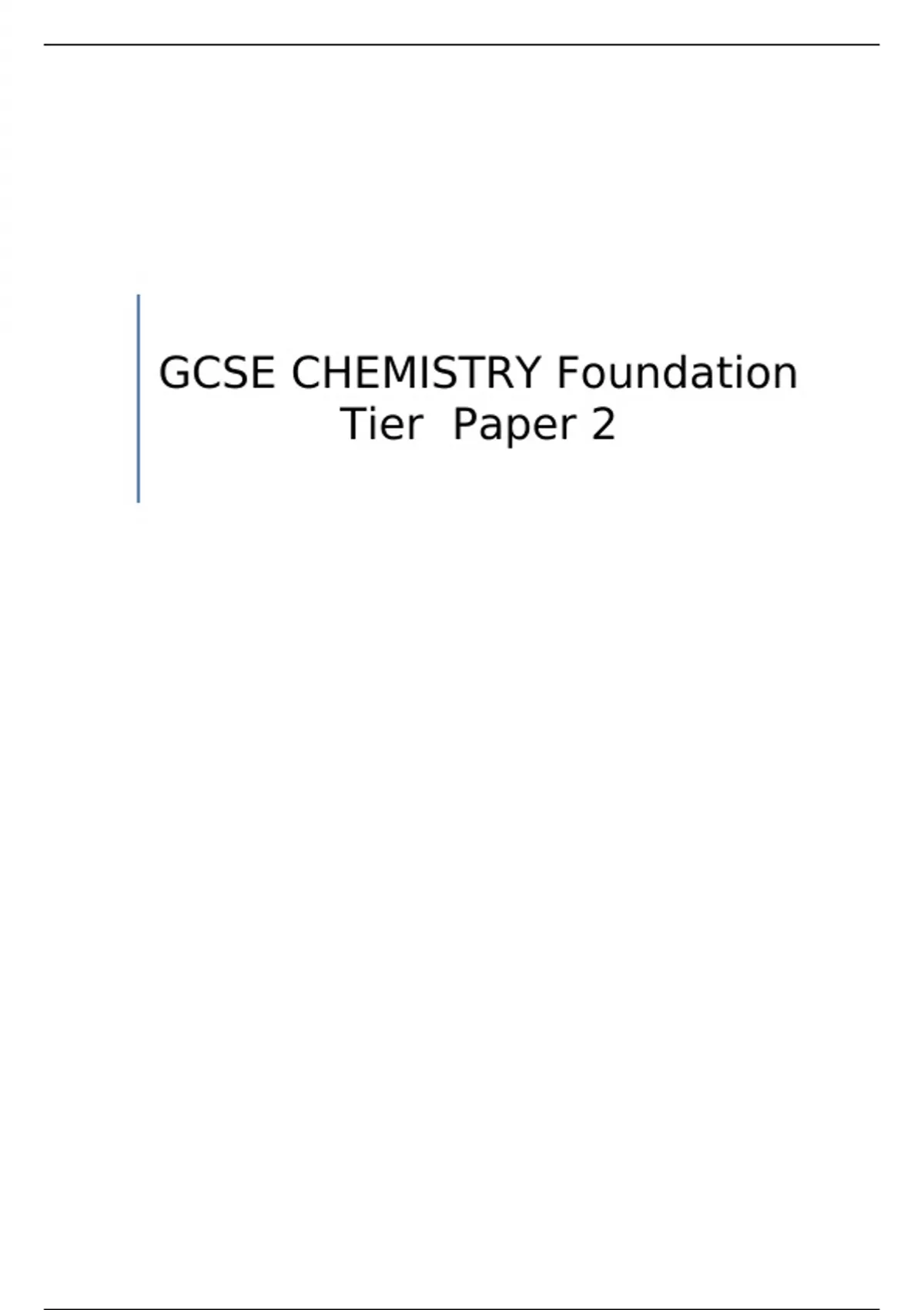 AQA GCSE CHEMISTRY Foundation Tier Paper 2 QUESTION PAPER AND MARK ...